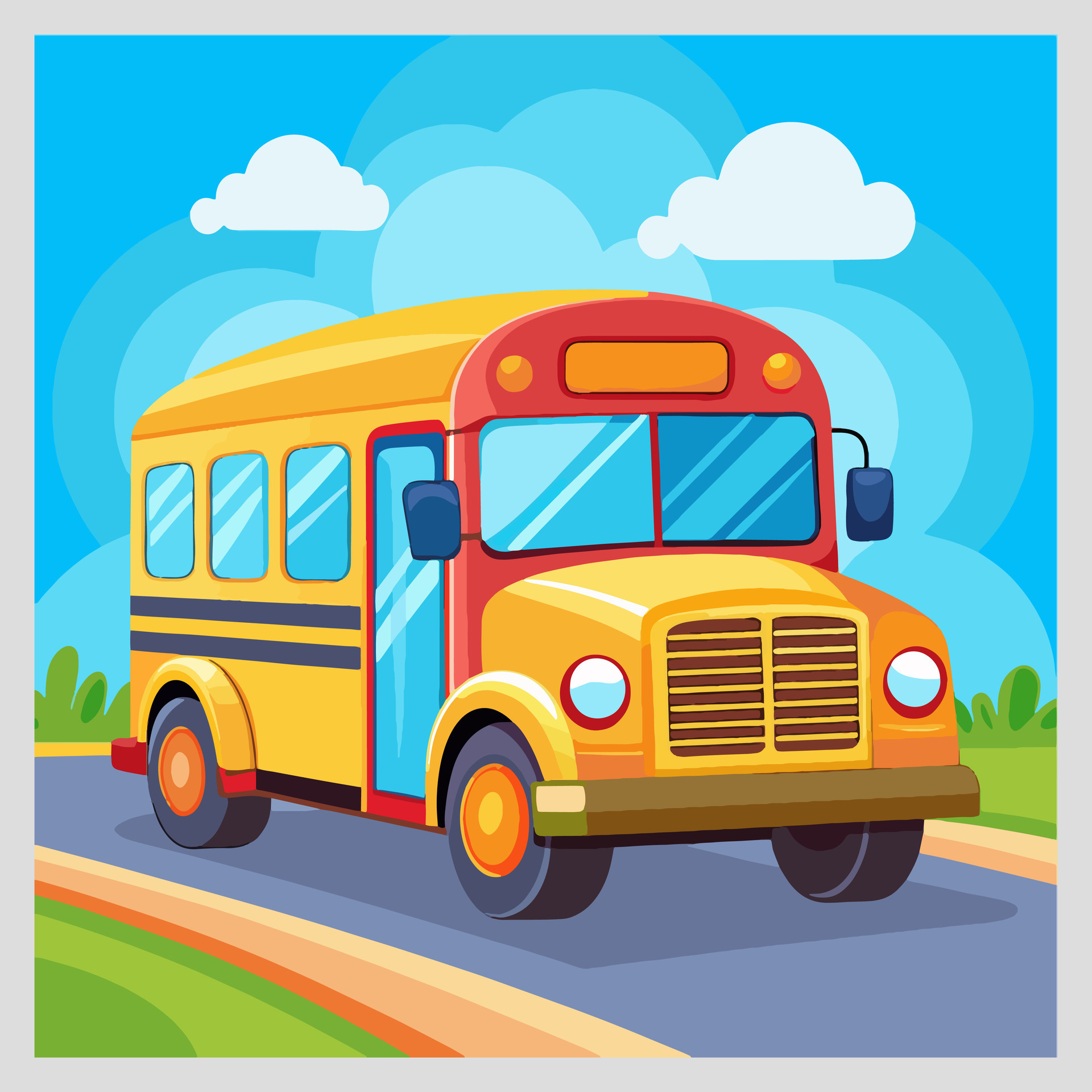 cute cartoon style school bus drawing for kids illustration 47013896 Vector Art at Vecteezy