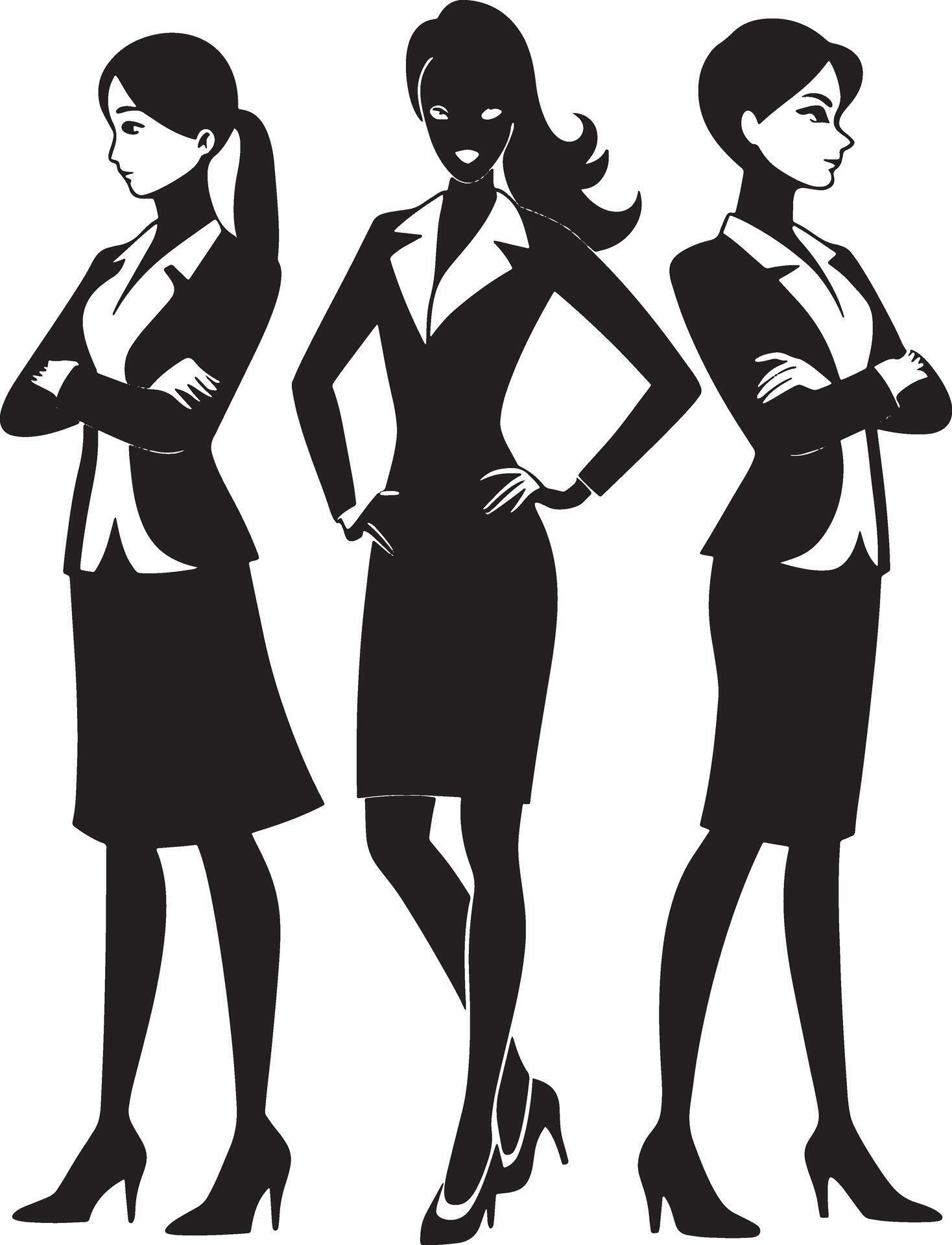 silhouette of businesswomen illustration black and white 47014335 ...