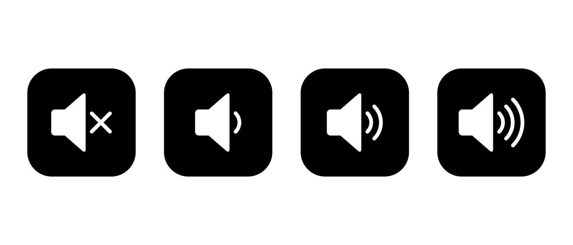 Speaker volume level icon set on black square. Sound button 47019431 ...