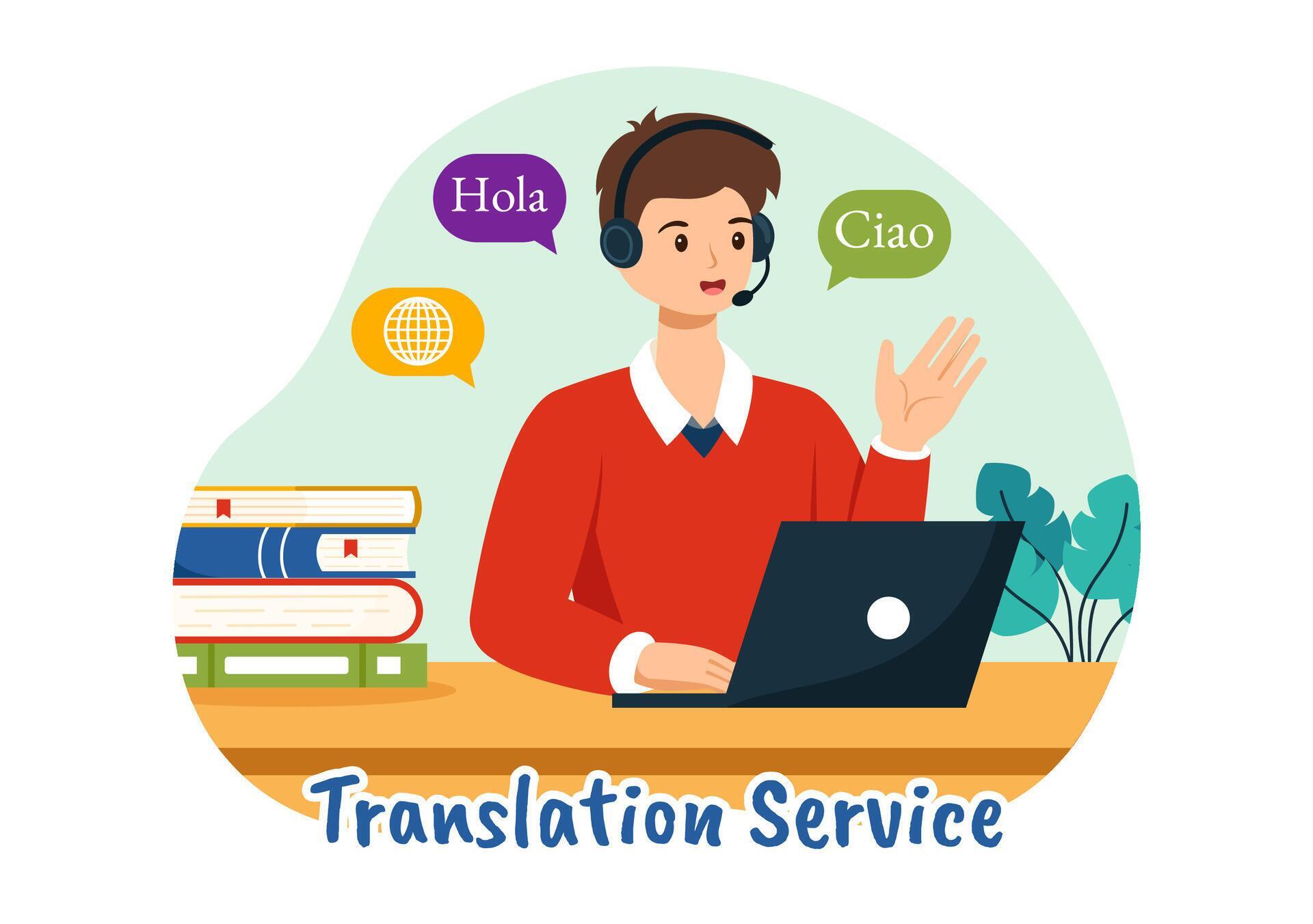 Translator Service Illustration with Language Translation for Various ...