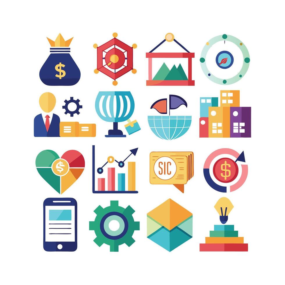 Business and Finance Icon Set Collection for Documents, Websites and ...