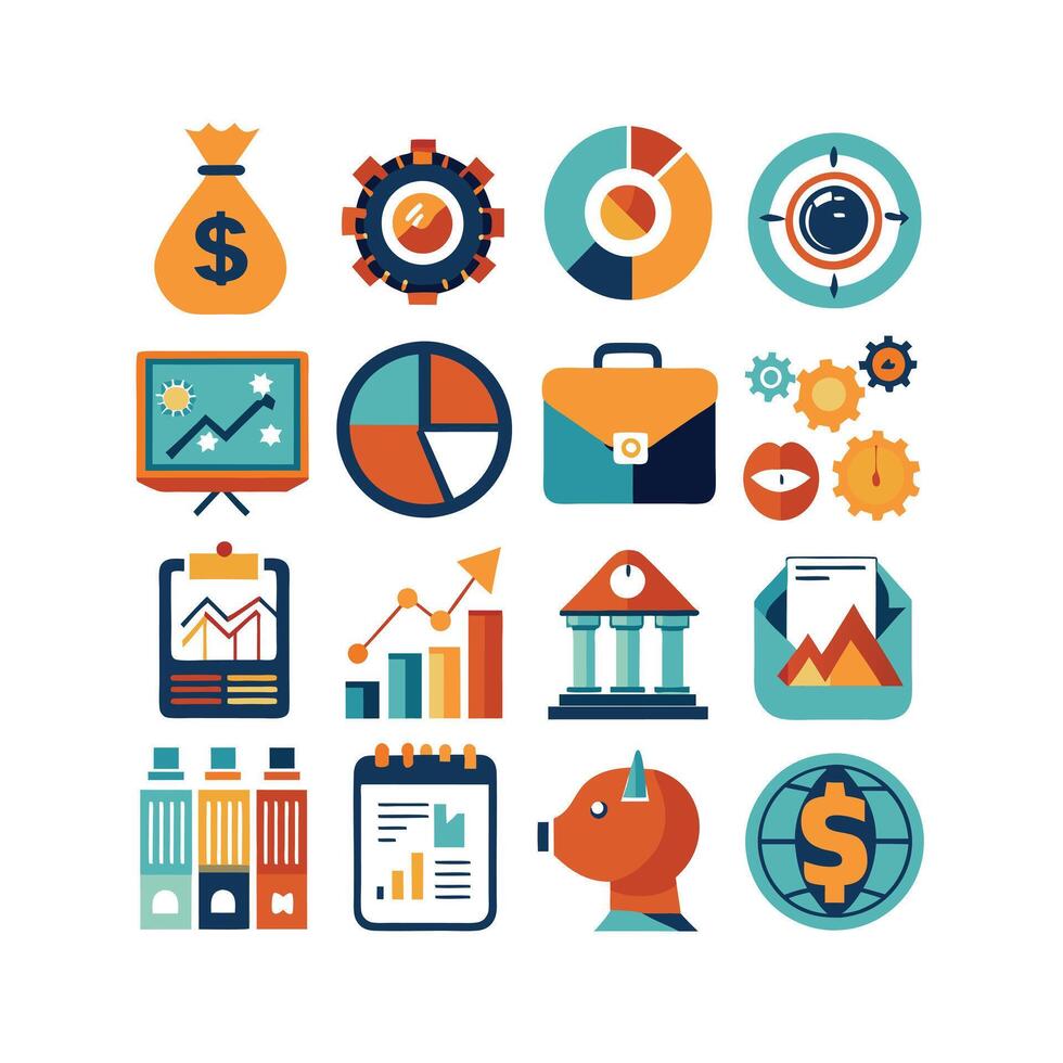 Business and Finance Icon Set Collection for Documents, Websites and ...