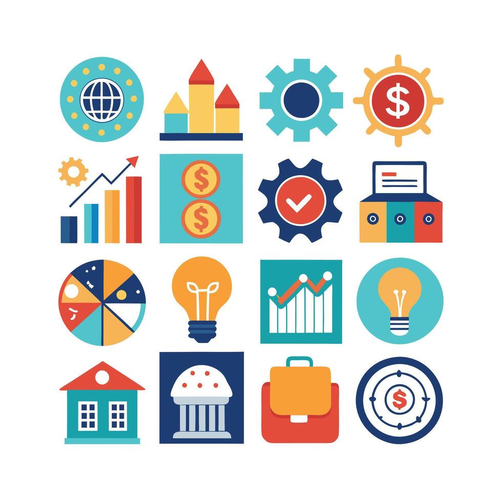 Business and Finance Icon Set Collection for Documents, Websites and ...
