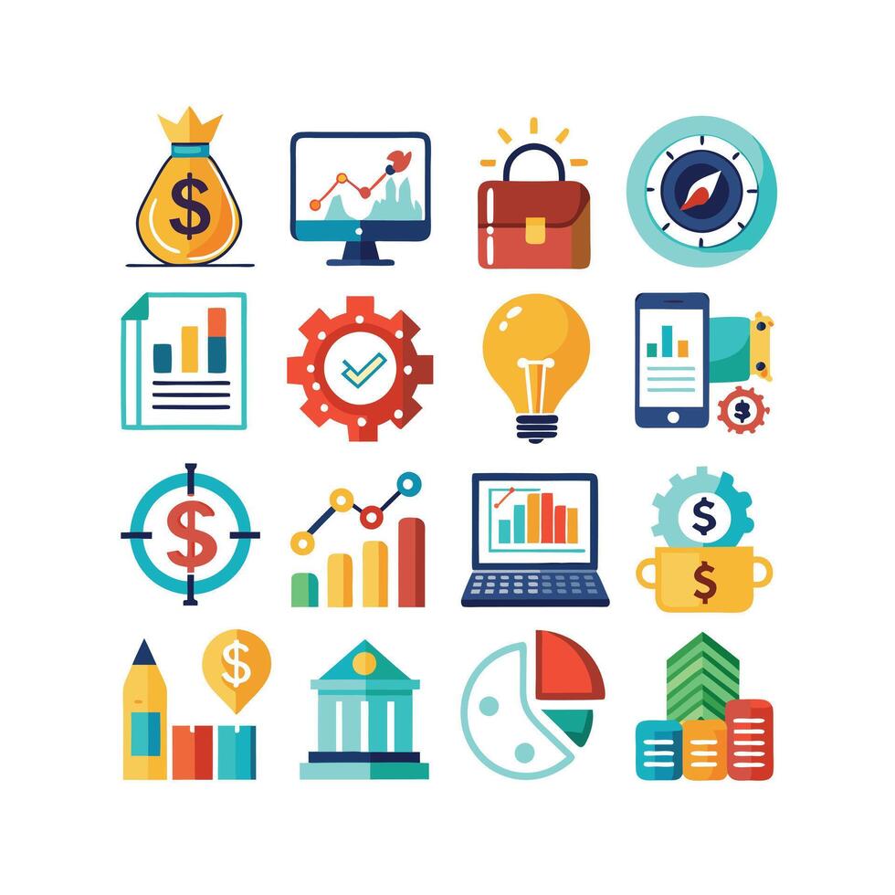Business and Finance Icon Set Collection for Documents, Websites and ...