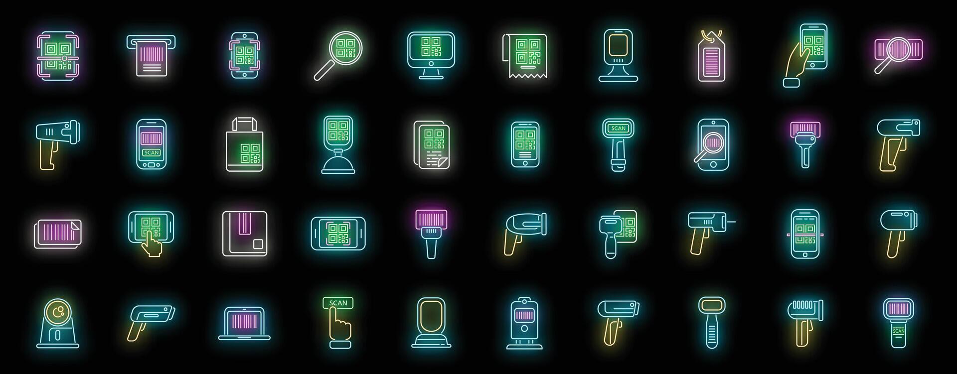 Code Scanning Icons Set Neon 47041418 Vector Art At Vecteezy