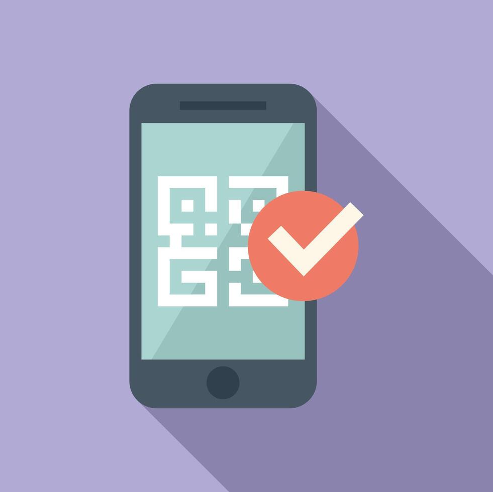 Smartphone scanning qr code with checkmark icon for successful scan ...