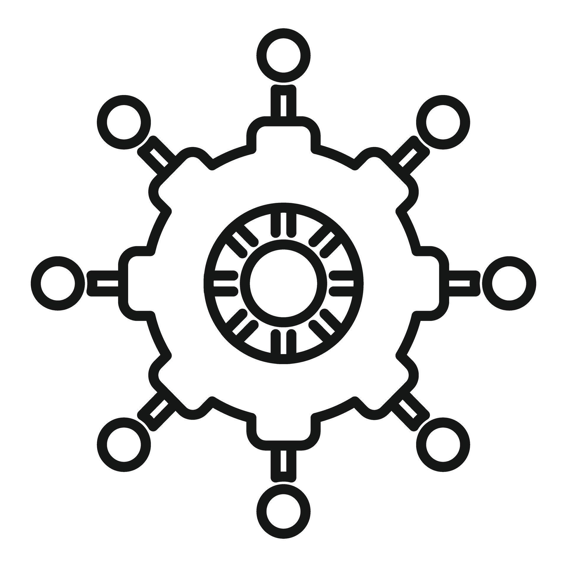 Gear Connecting With Circles Representing Global Network And Collaboration 47044194 Vector Art