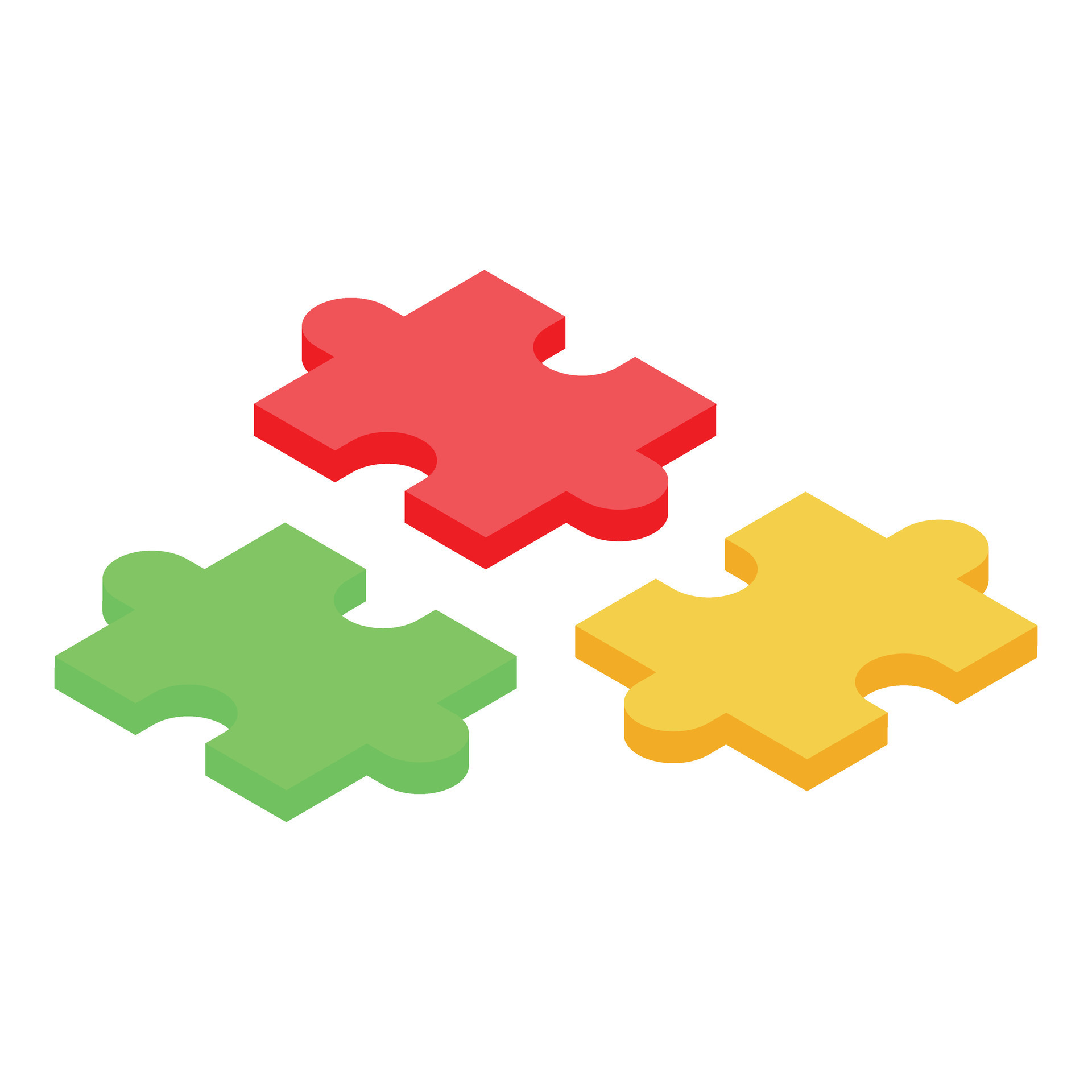 Three puzzle pieces floating representing teamwork and collaboration ...