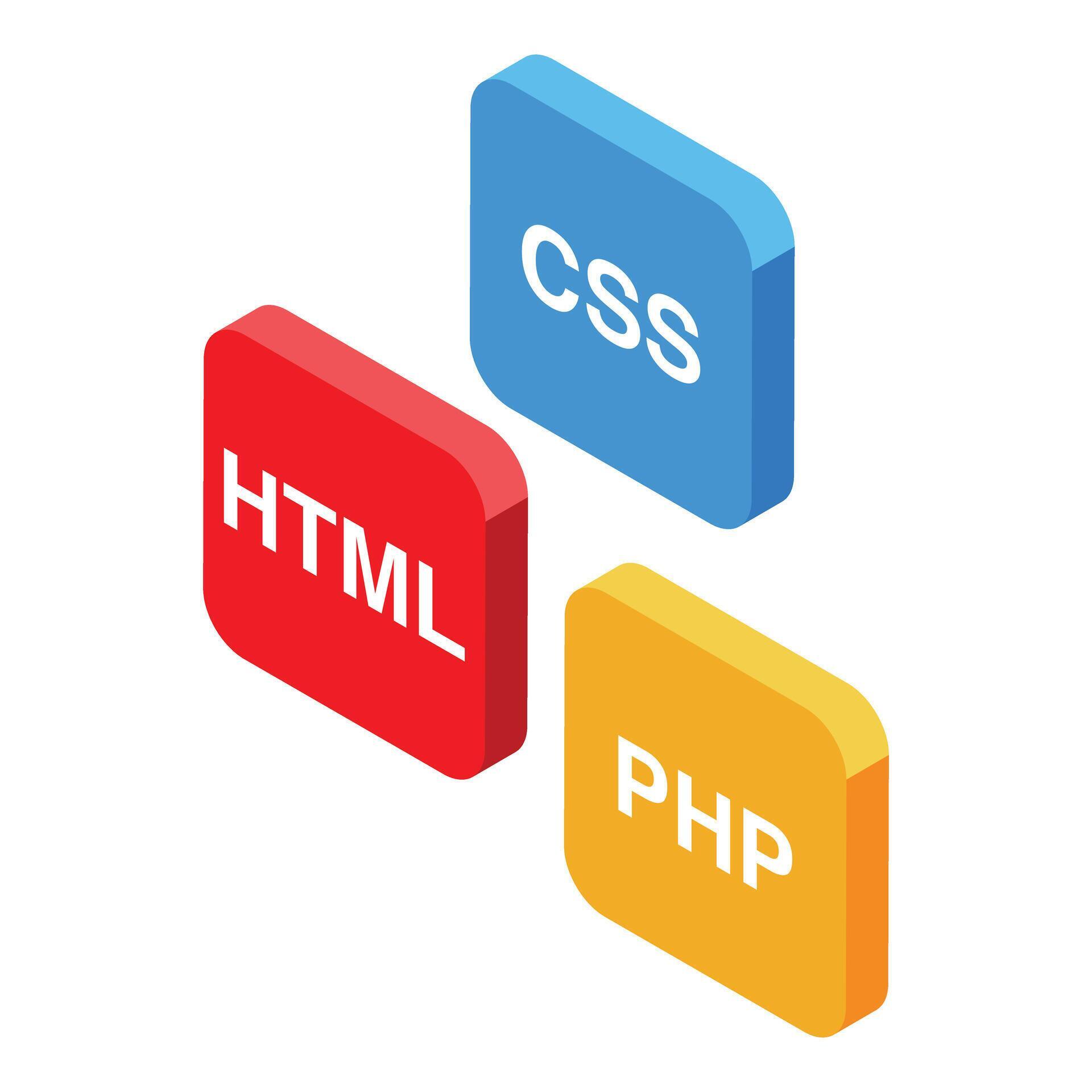 Html, css and php buttons representing front end and back end ... Html, css and php buttons representing front end and back end ...