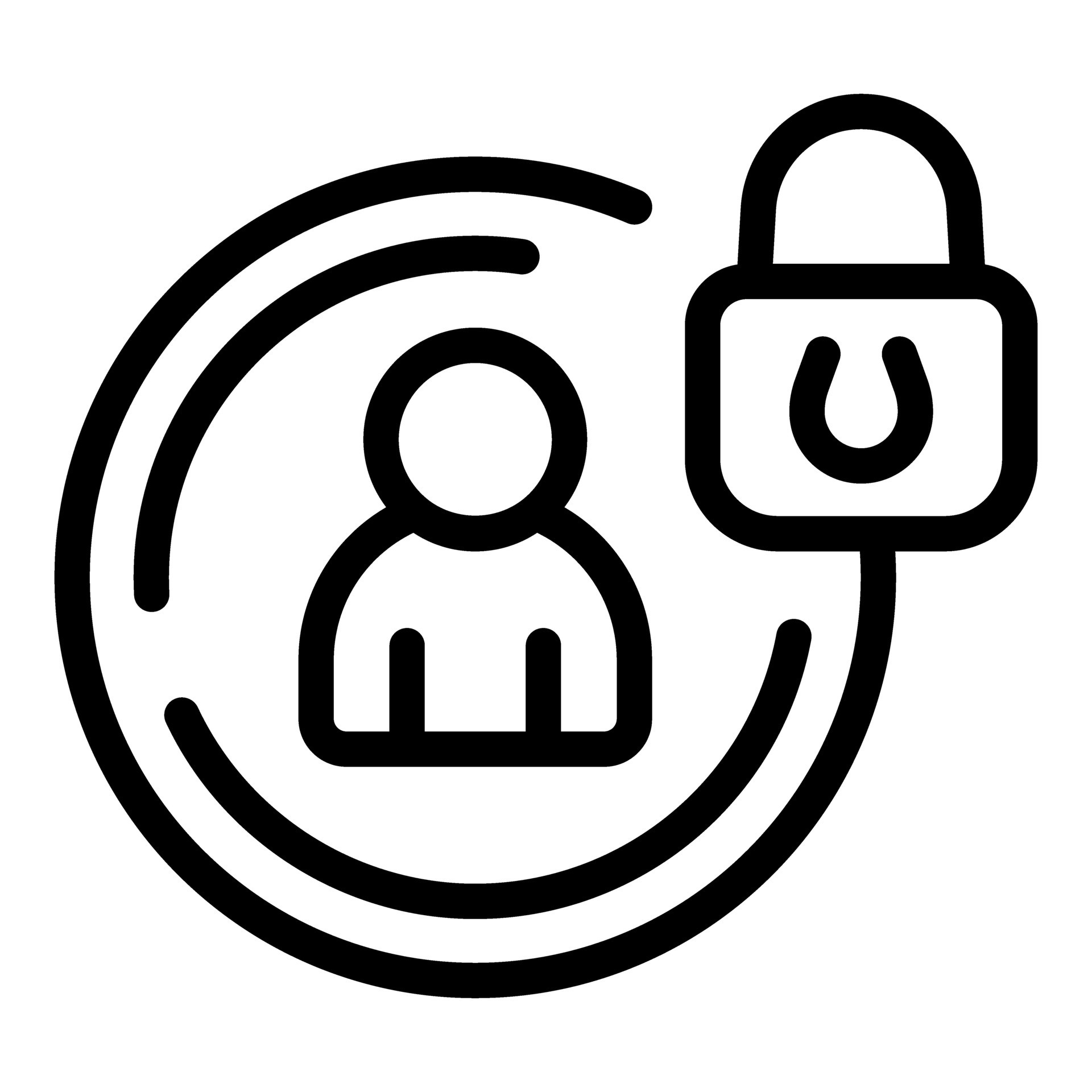 This minimalist icon represents the concept of data privacy and ...