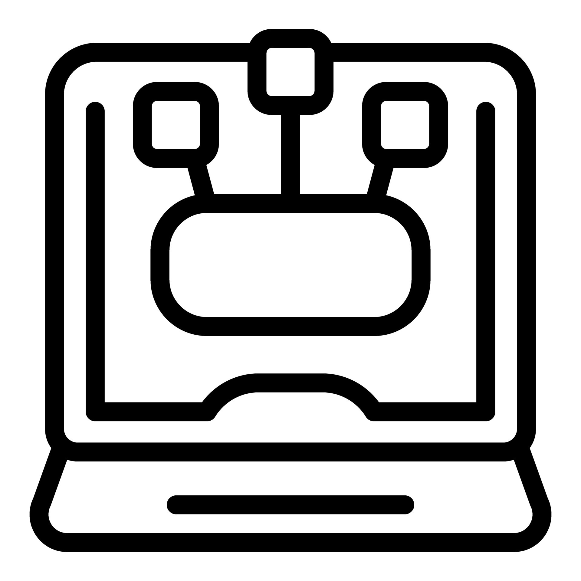 Laptop showing artificial intelligence algorithm learning from data ...