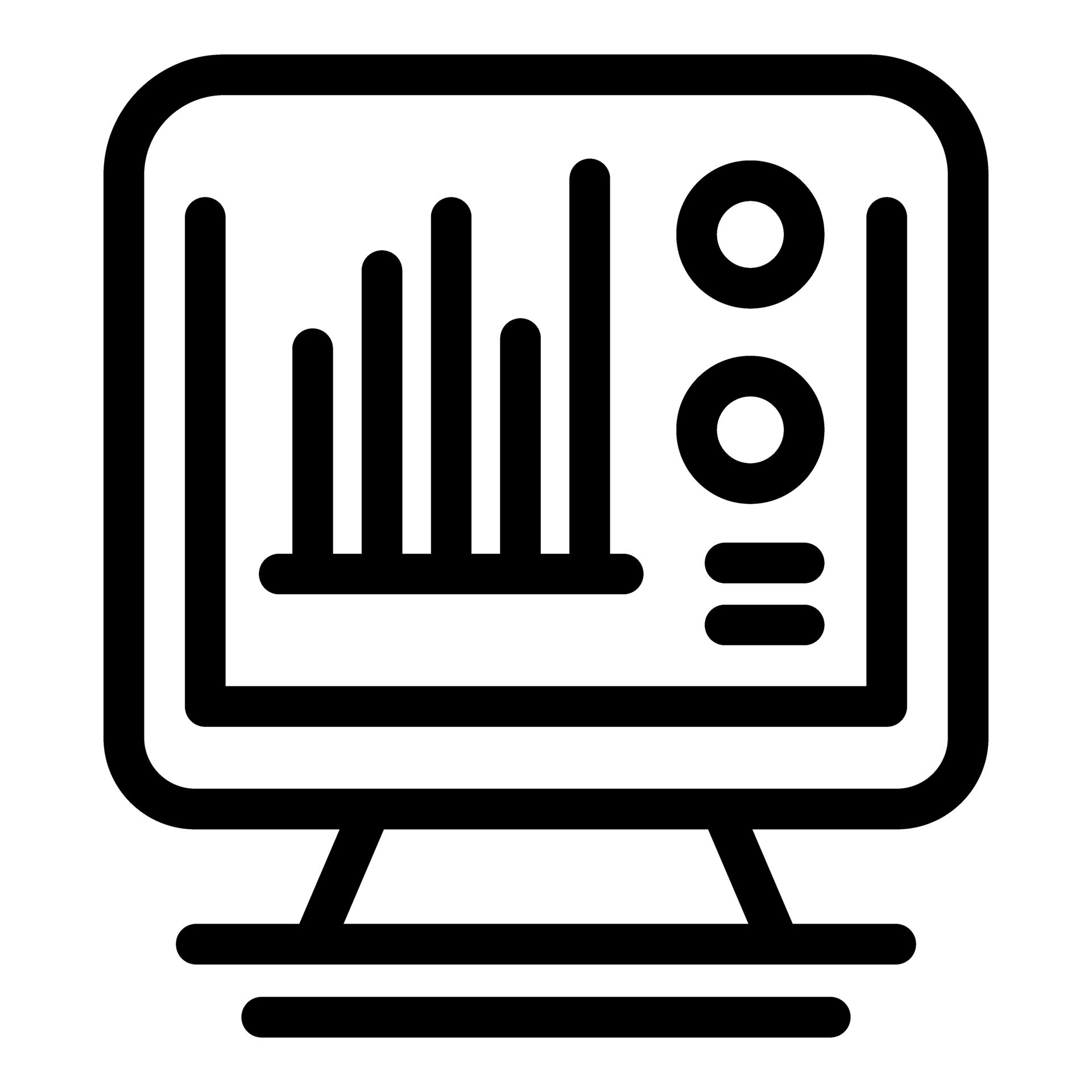 Computer screen displaying growing bar chart for business analysis ...