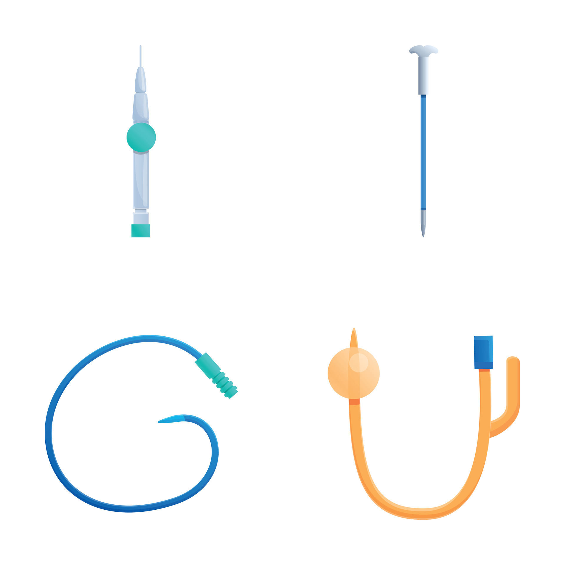 Medical Catheter Icons Set Cartoon Intravenous Cannula And Catheter 47051300 Vector Art At