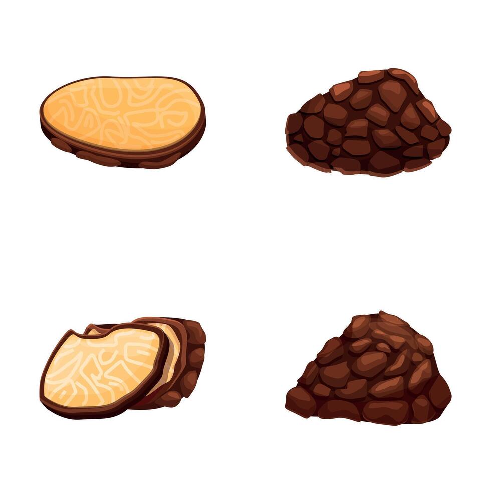 Truffle Mushroom Icons Set Cartoon Delicacy Mushroom Black Truffle 47051809 Vector Art At Vecteezy