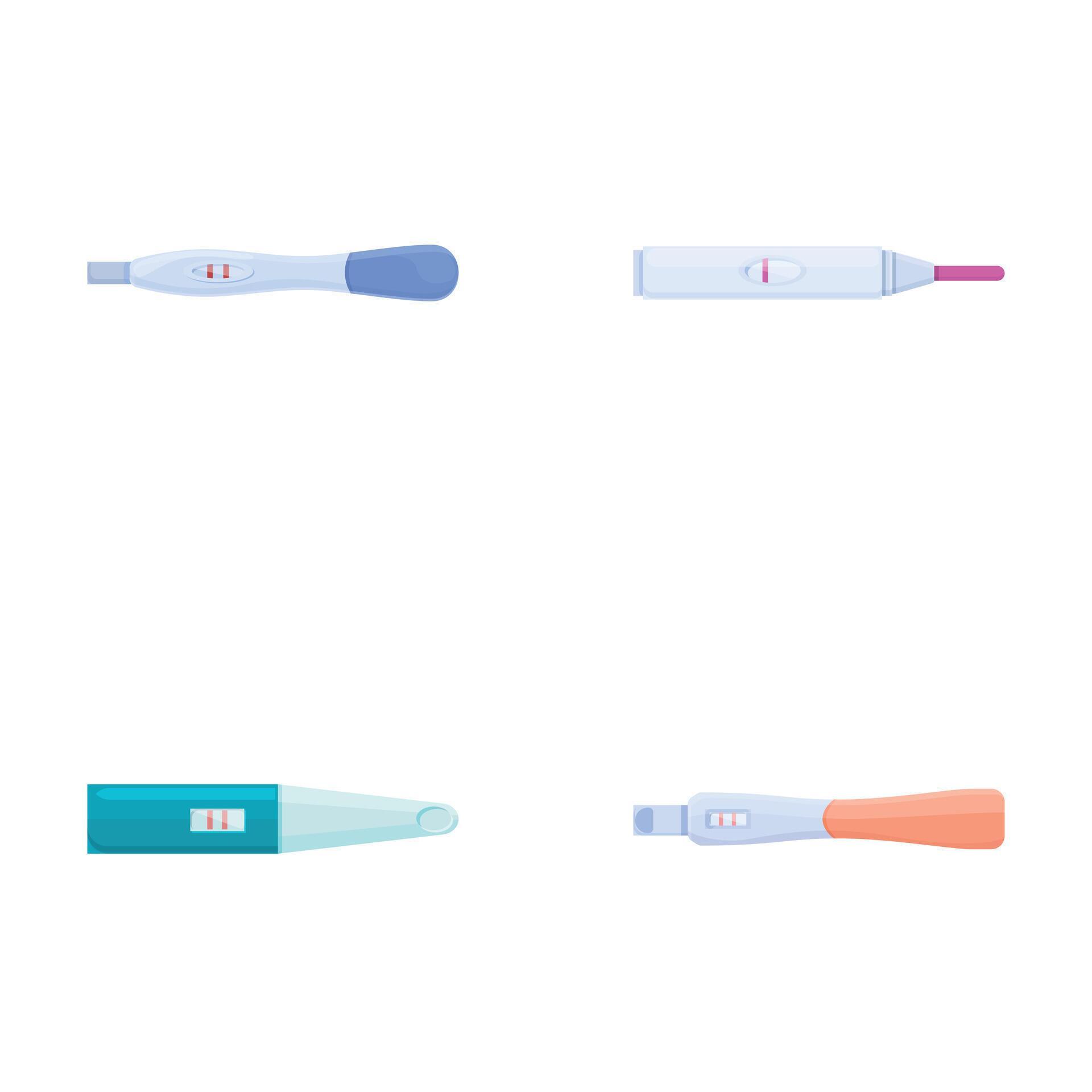 Ovulation Test Icons Set Cartoon Ovulation Positive And Negative Test