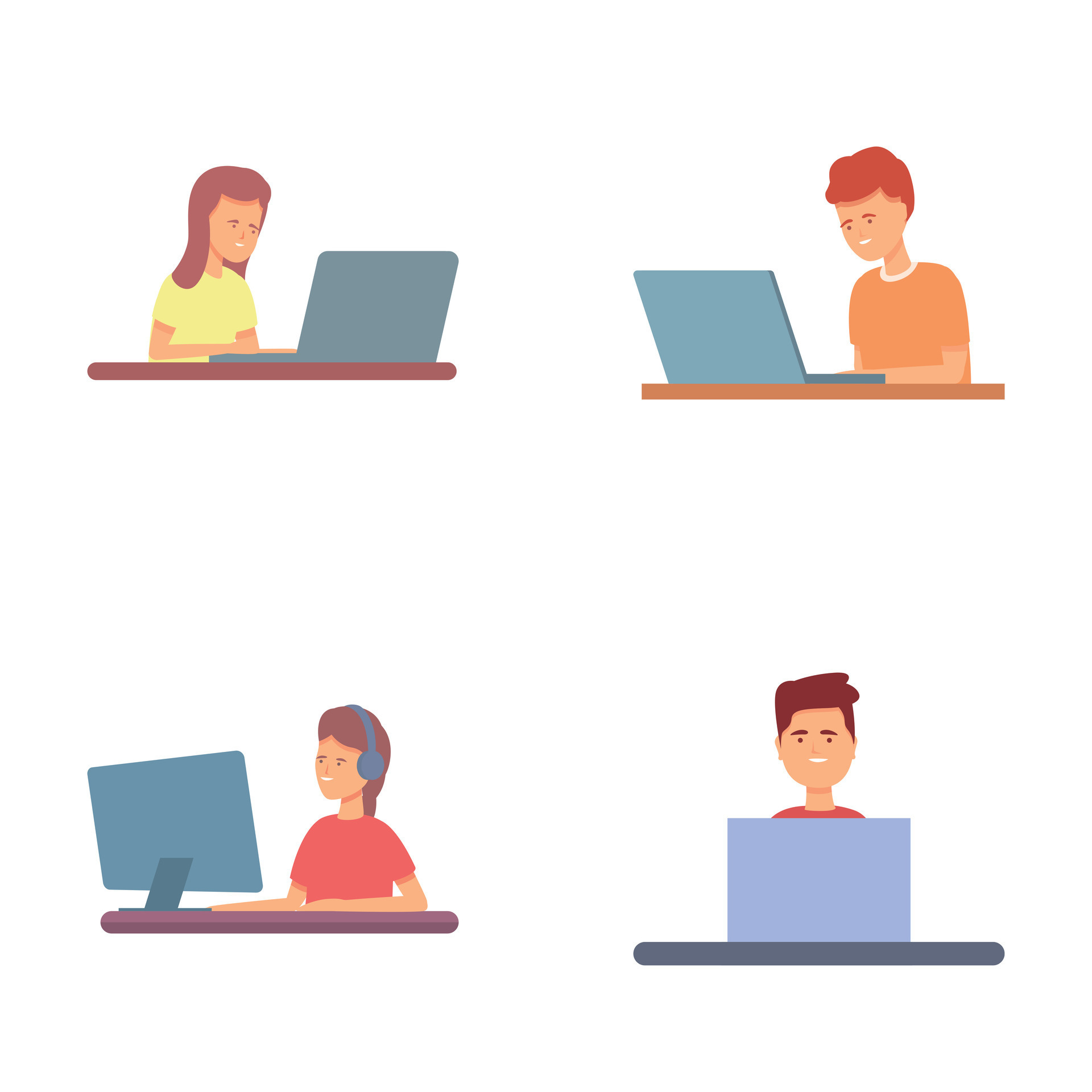 Programmer people icons set cartoon . Software development team ...