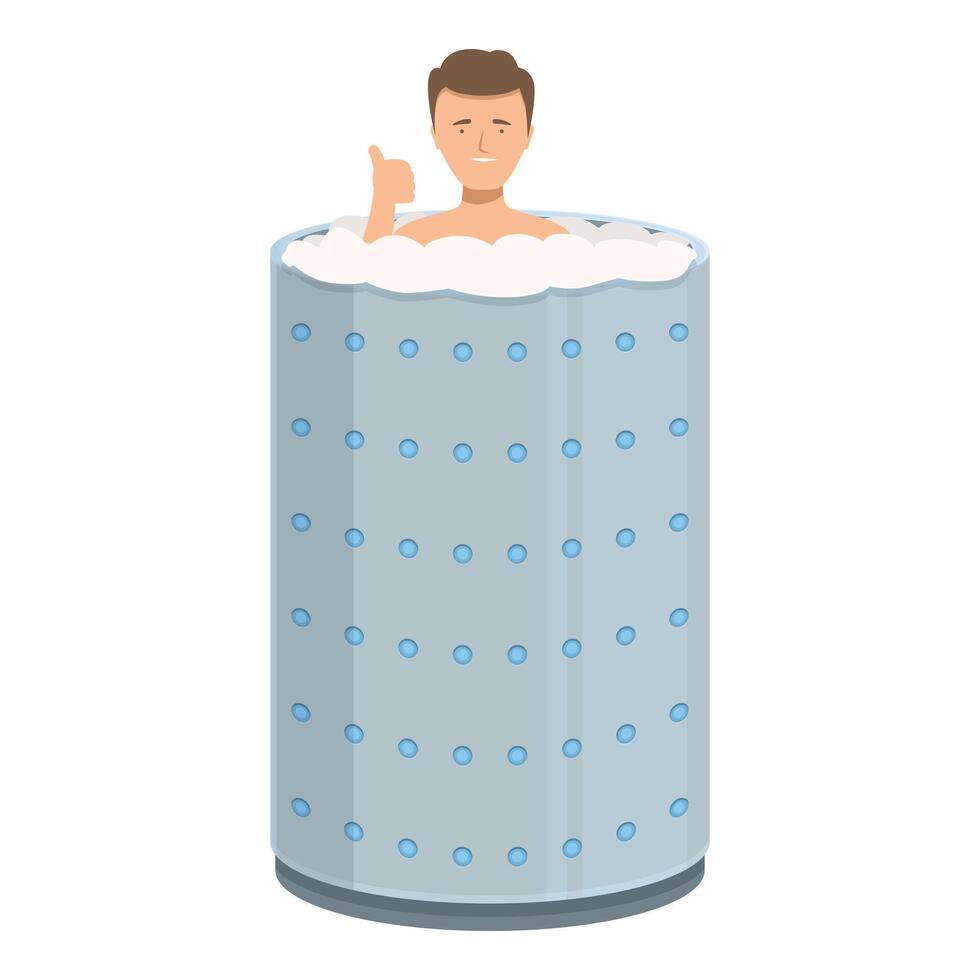 Man Is Giving A Thumbs Up While Undergoing Cryotherapy Treatment 47053199 Vector Art At Vecteezy