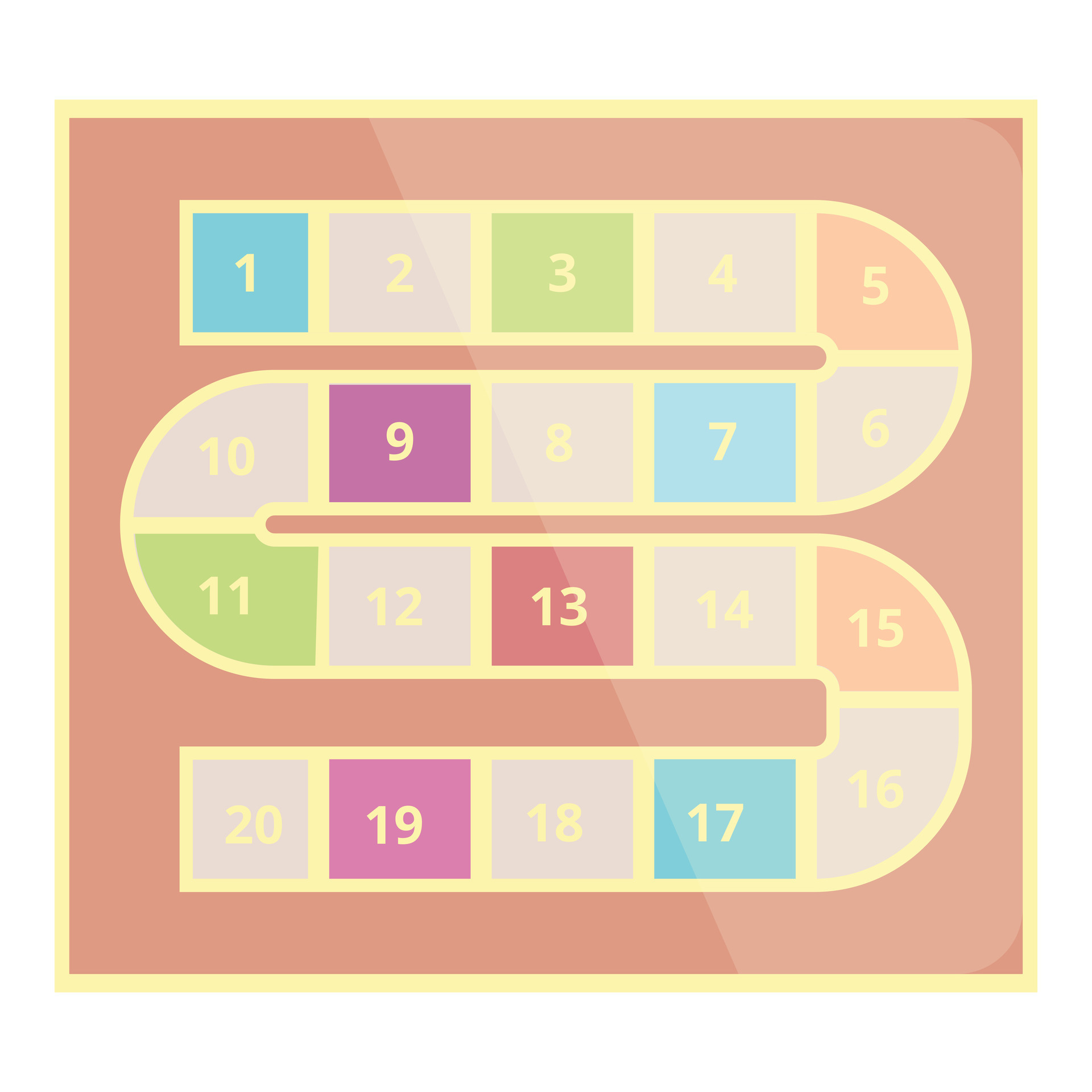 Colorful board game template with path and numbers for family playing ...
