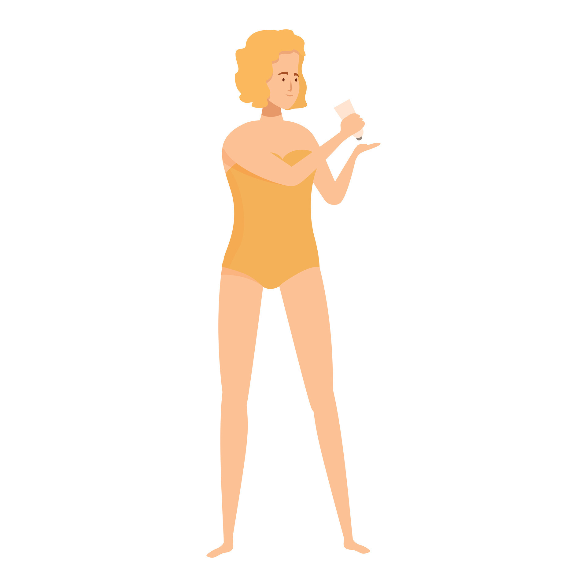 Woman Applying Sunscreen Lotion Before Sunbathing 47058846 Vector Art