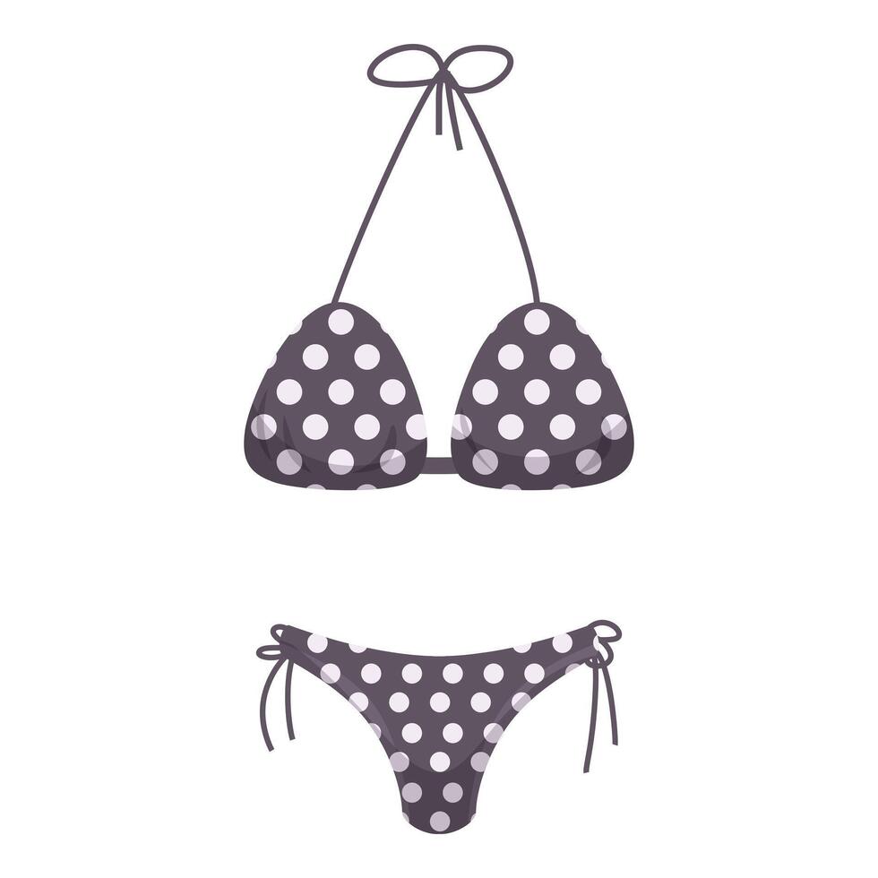Black And White Polka Dot Bikini With Knotted Ties Isolated On White