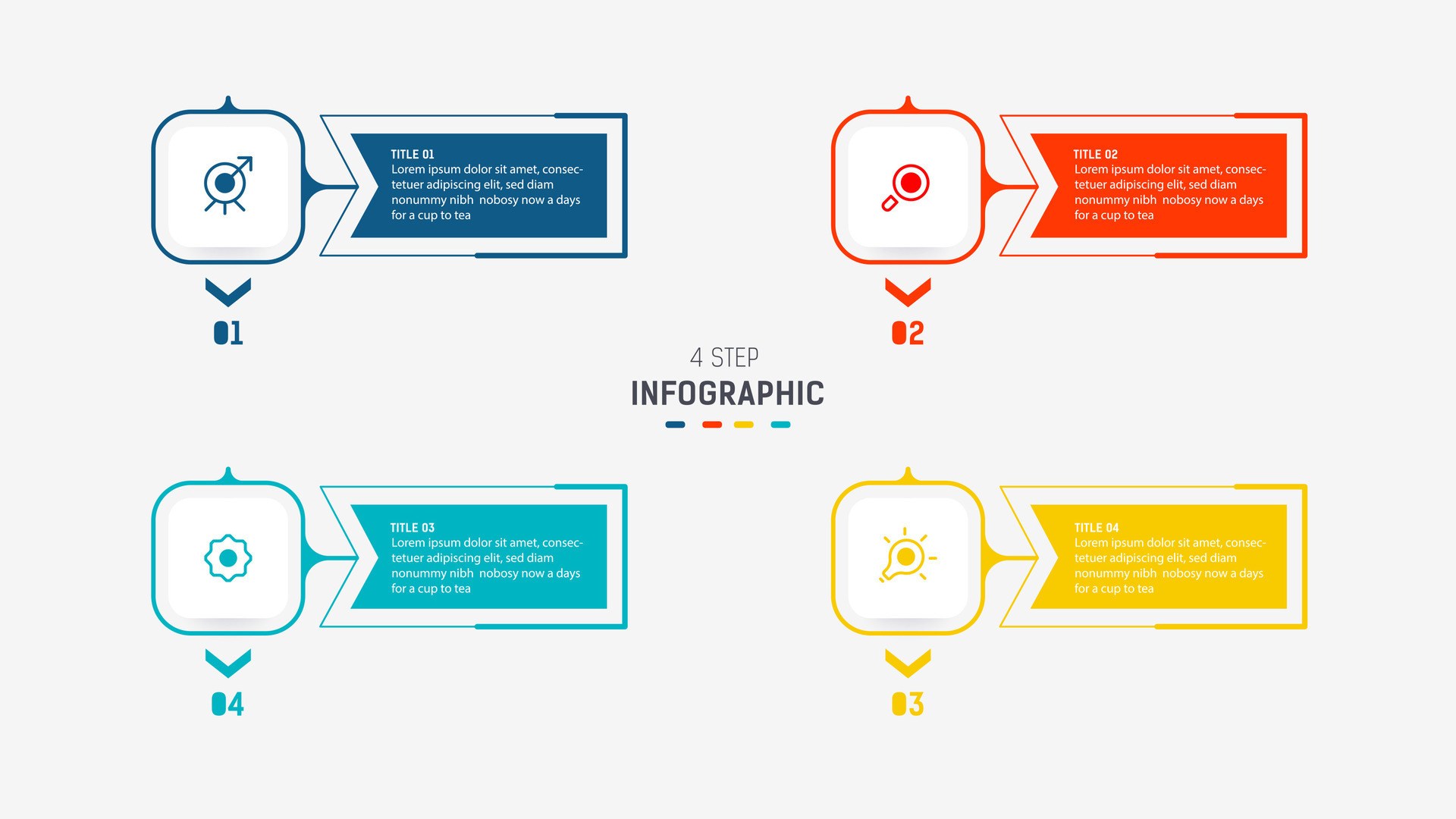 Four Step Infographic label design template with line icons. process ...