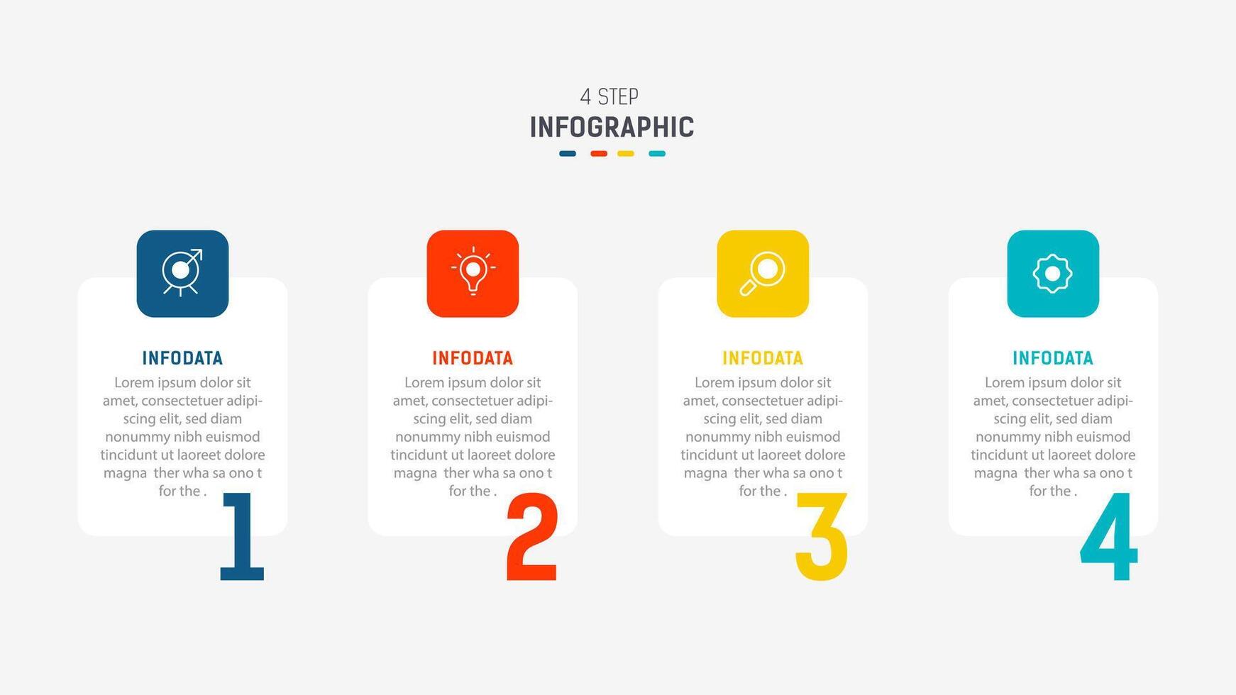 Four Step Infographic label design template with line icons. process ...