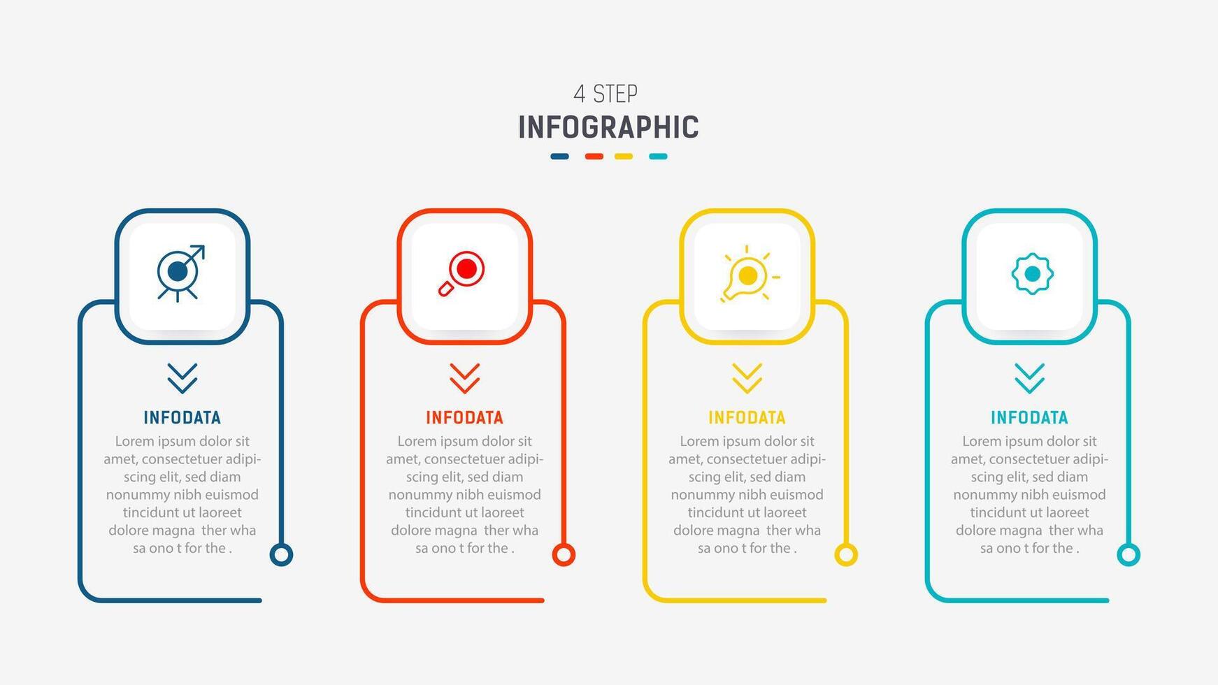 Four Step Infographic label design template with line icons. process ...