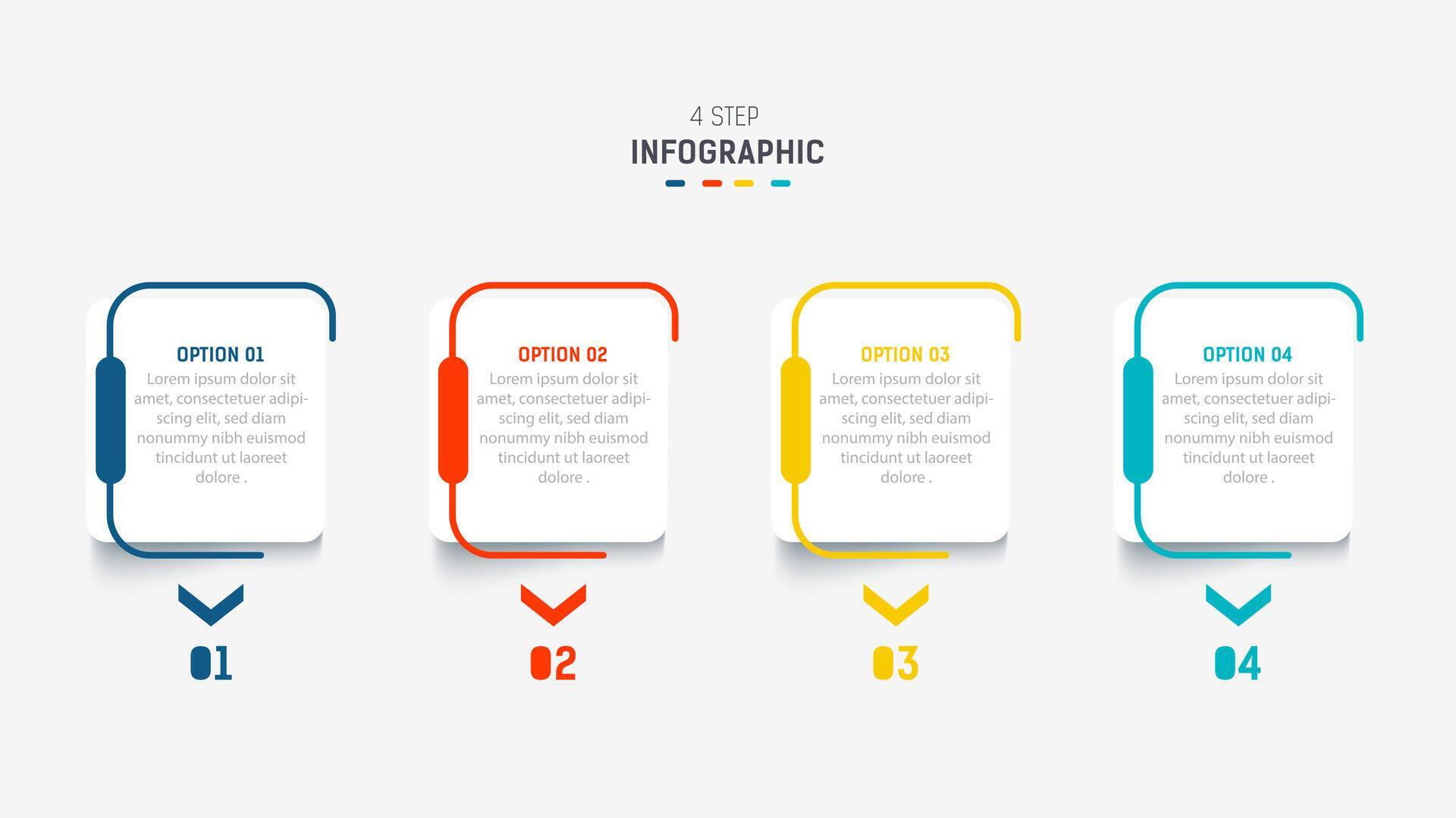 Four Step Infographic label design template with line icons. process ...