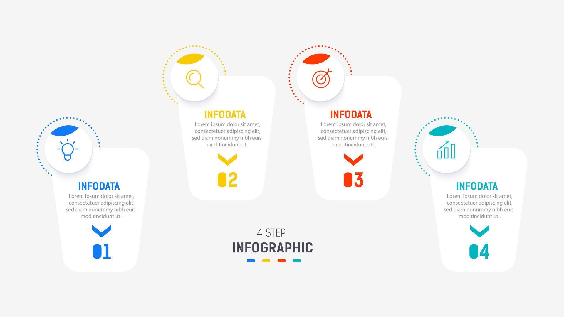 Four Step Infographic label design template with line icons. process ...