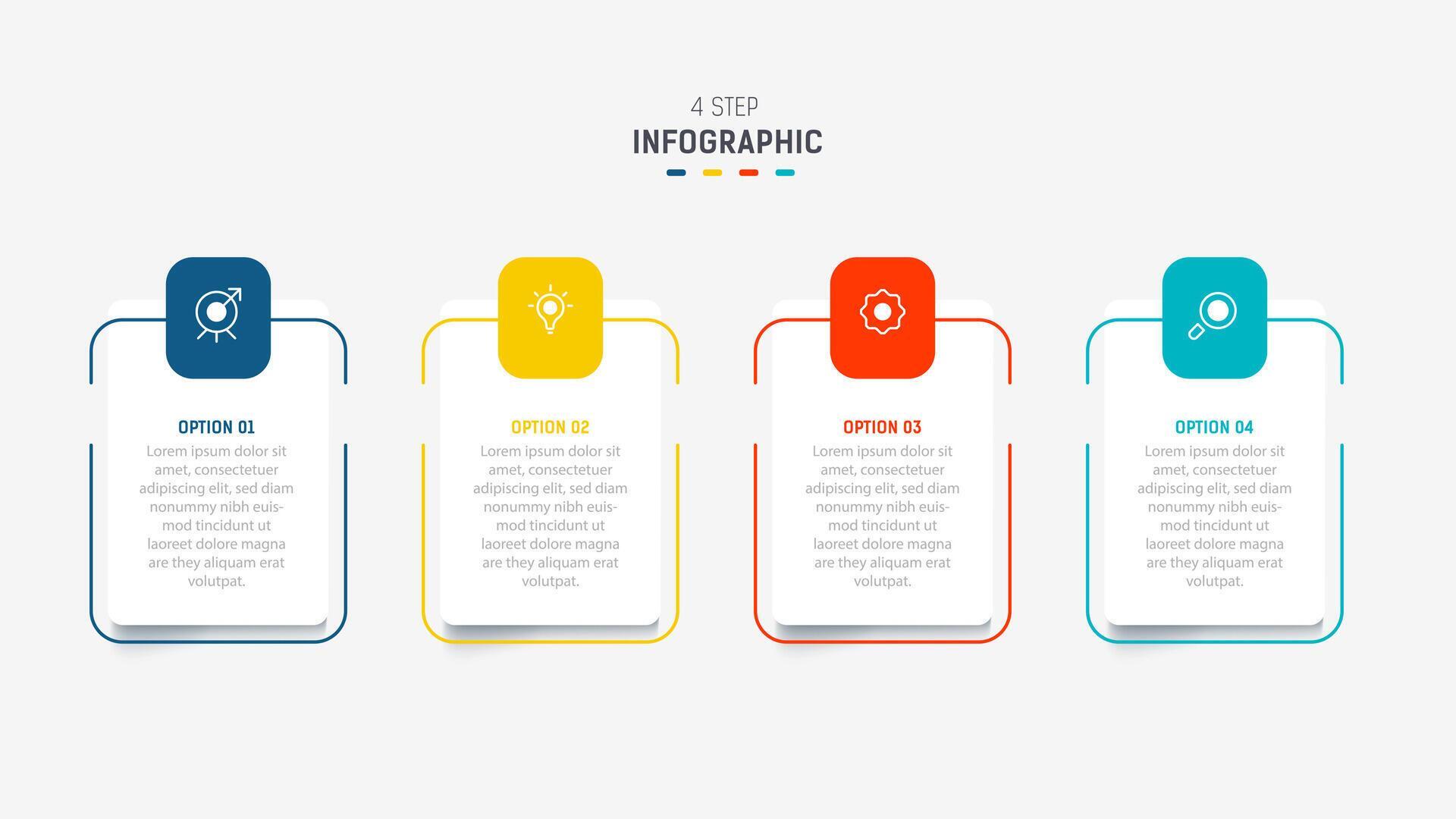 Four Step Infographic label design template with line icons. process ...