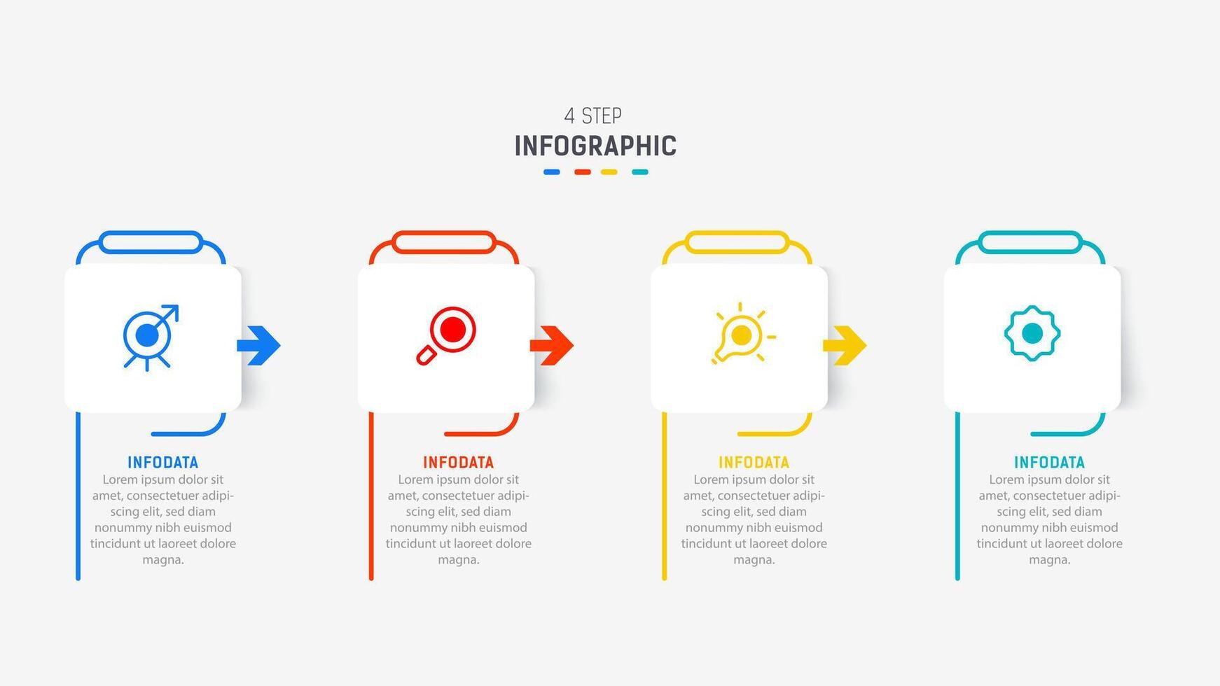Three Step Infographic label design template with line icons. process ...