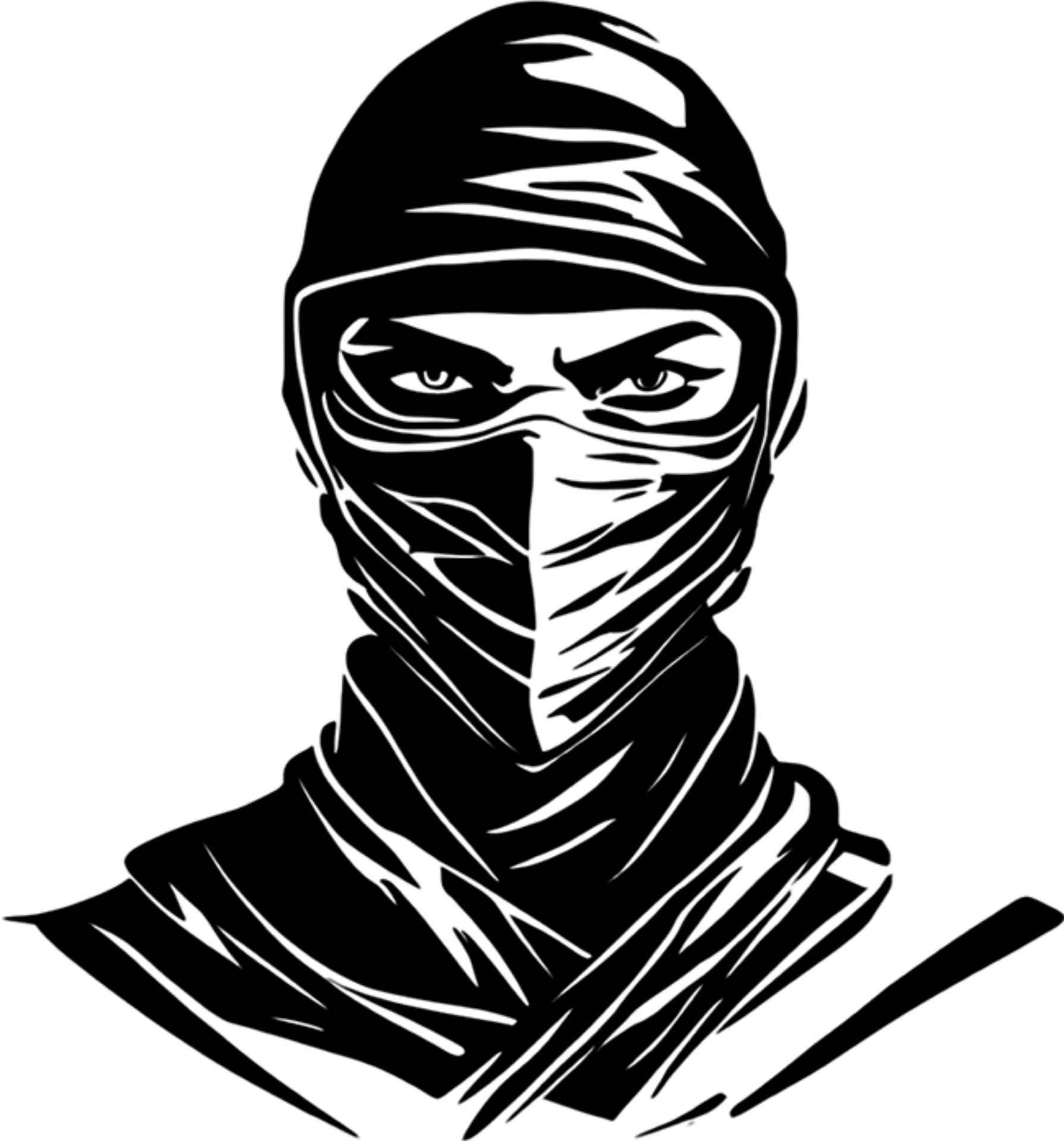 Ninja Face Black Stencil Iconic Design For Mysterious Projects Ai Generated 47073064 Png