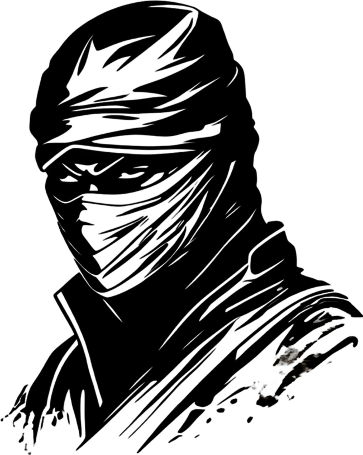 Ninja Face Black Stencil Iconic Design For Mysterious Projects Ai Generated 47073077 Png