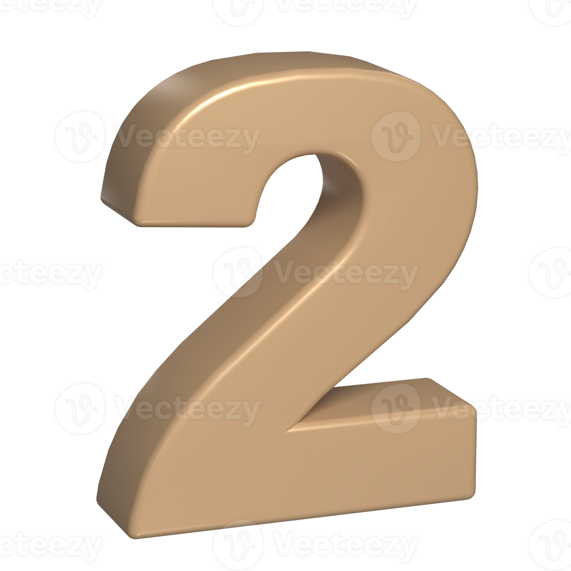 3d number two 2 golden or bronze shining typography symbol or sign ...