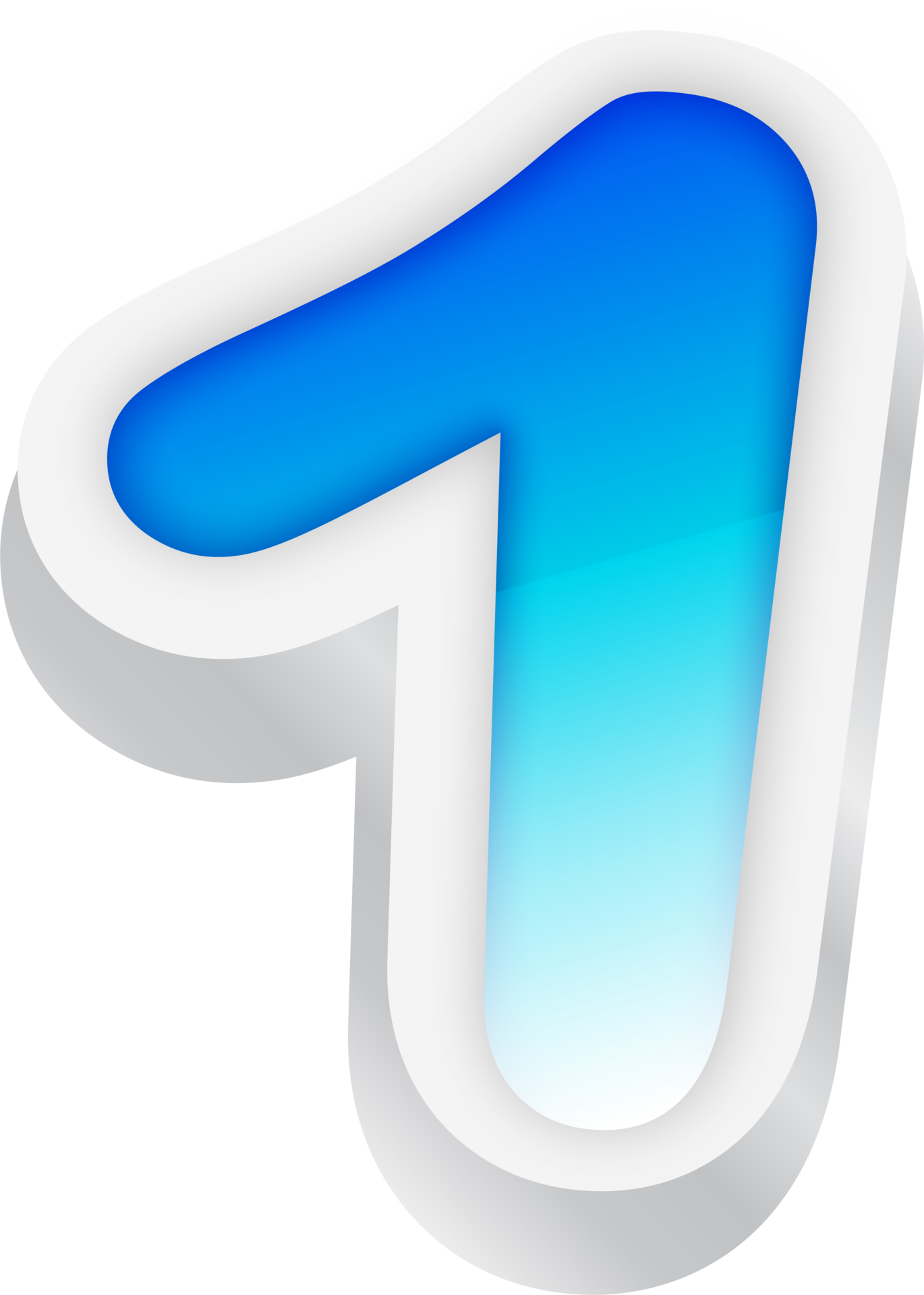 Number 1, Blue Gradient Text Effect 3D 47080732 PNG