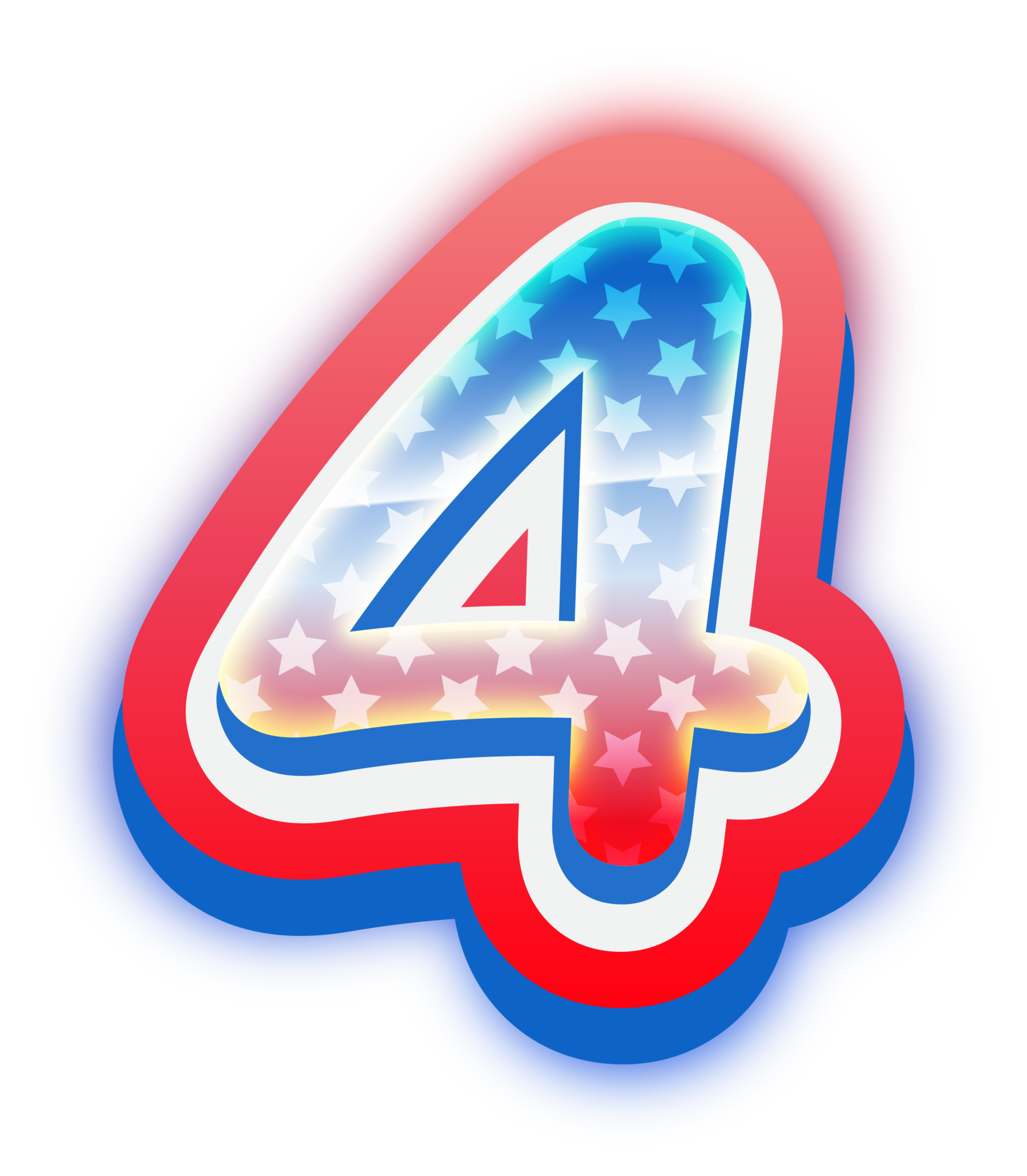 Number 4, Red Blue Neon Alphabet 47080771 PNG