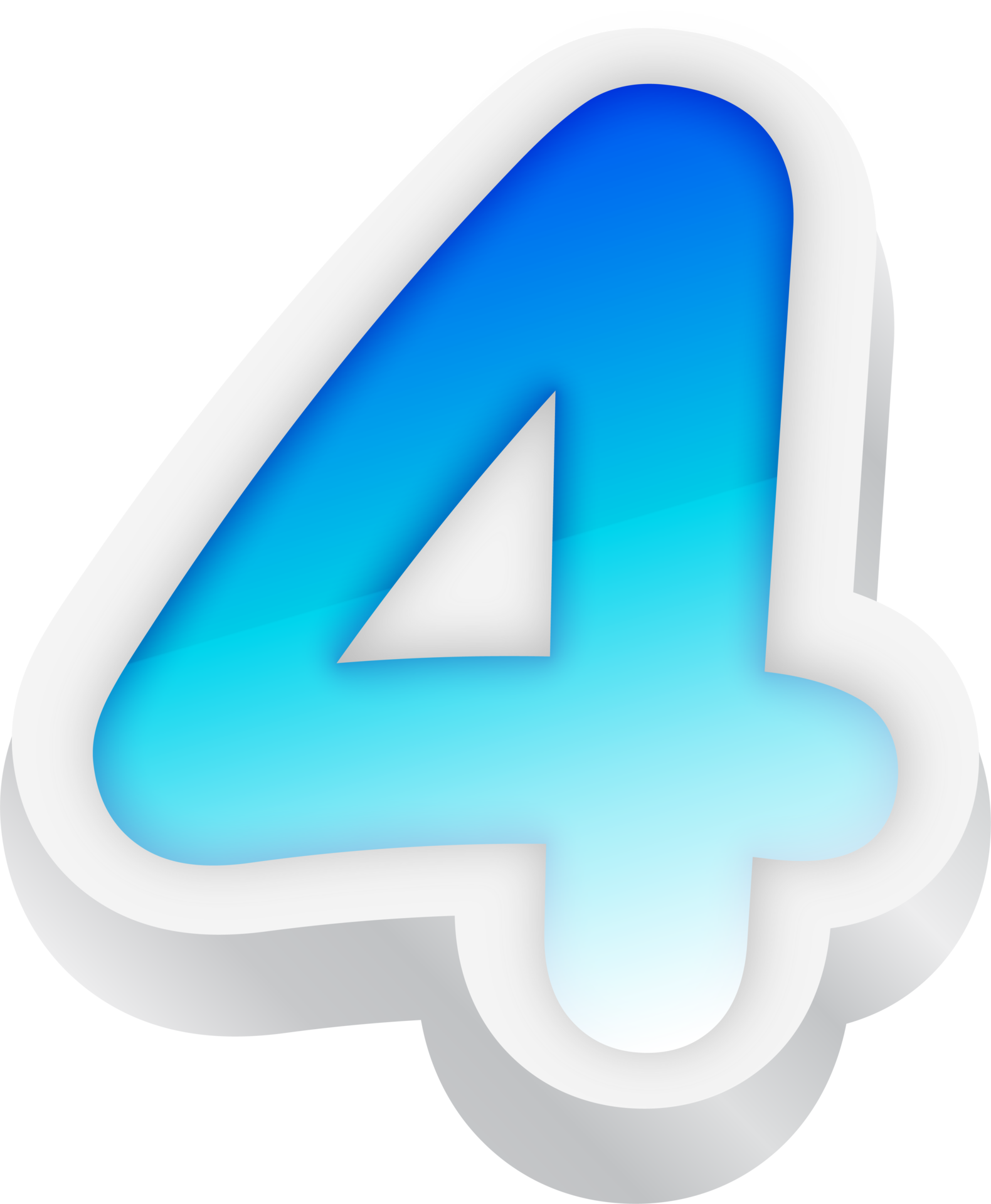 Number 4, Blue Gradient Text Effect 3D 47080776 PNG