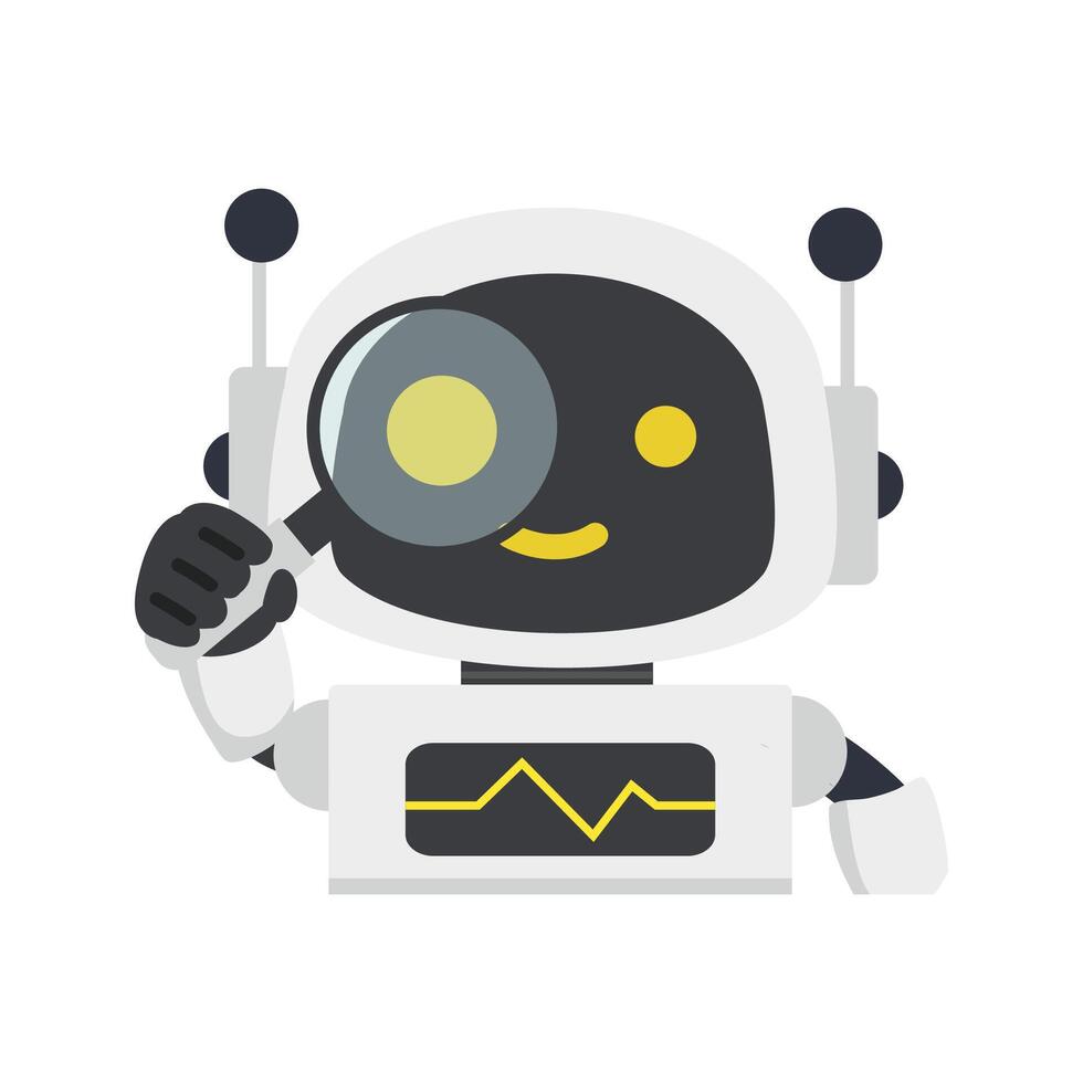 Assistant artificial intelligence robot with magnifying glass 47082297 ... Assistant artificial intelligence robot with magnifying glass 47082297 ...