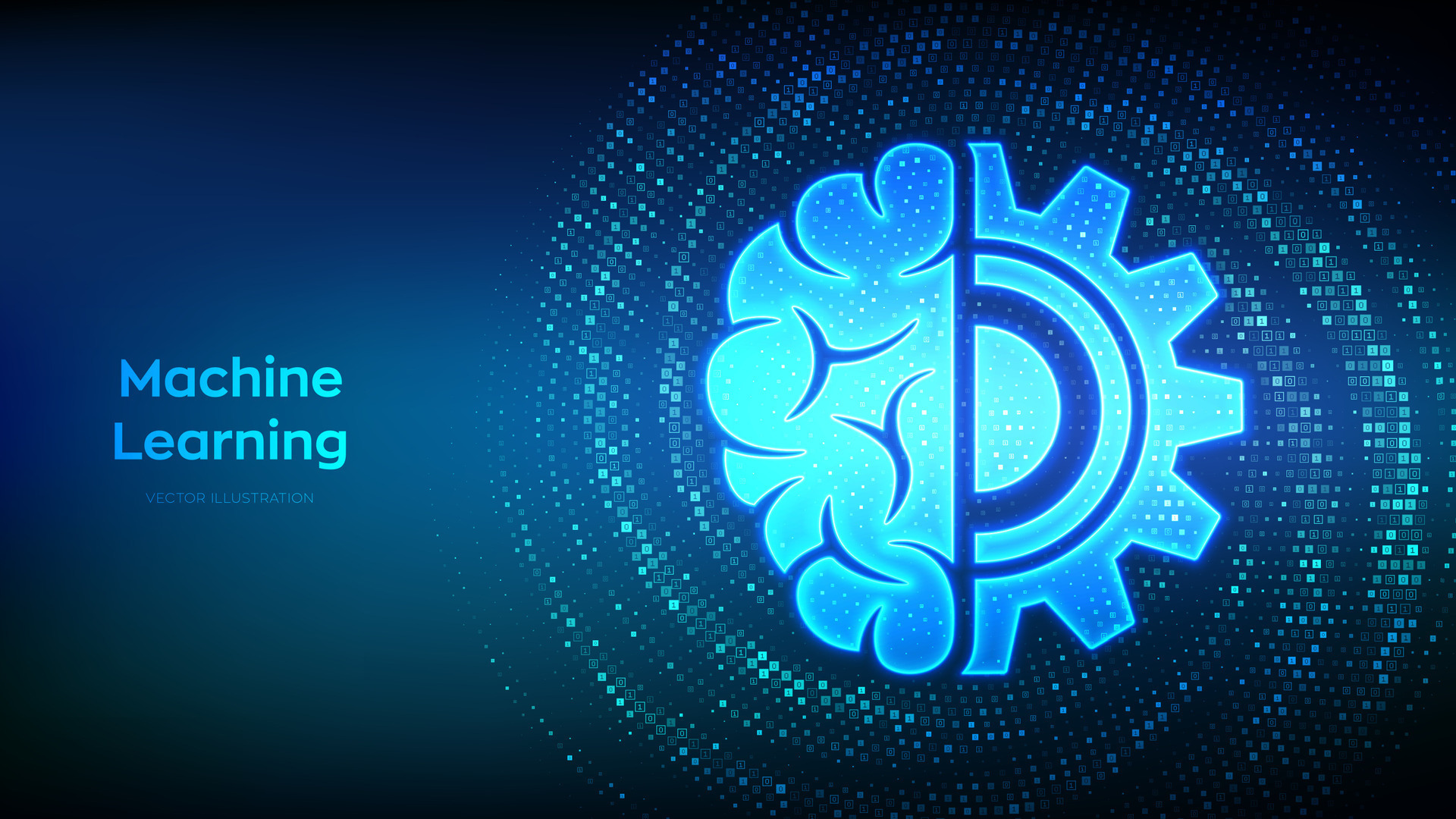 Machine learning icon made with binary code. AI Artificial Intelligence ...