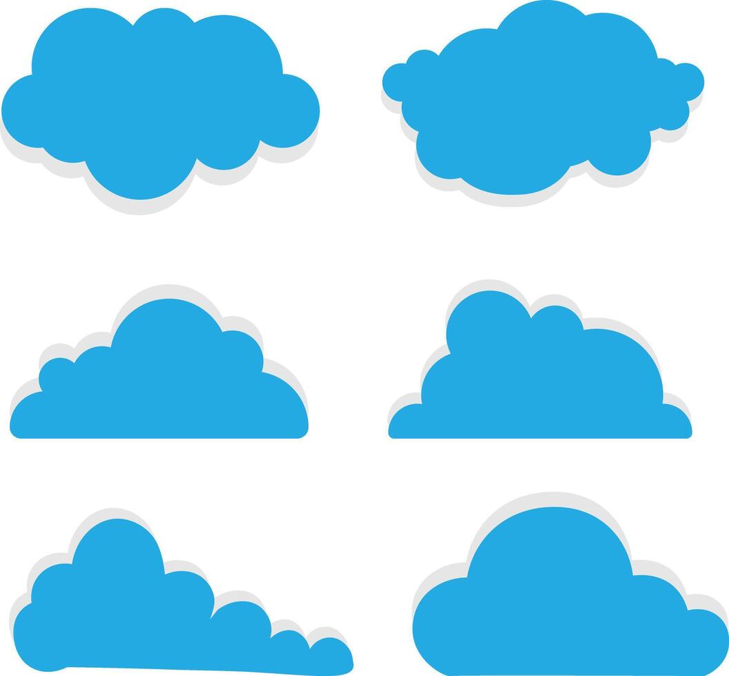 Cloud icons set in 3D flat style isolated on blue background. Cloud web ...