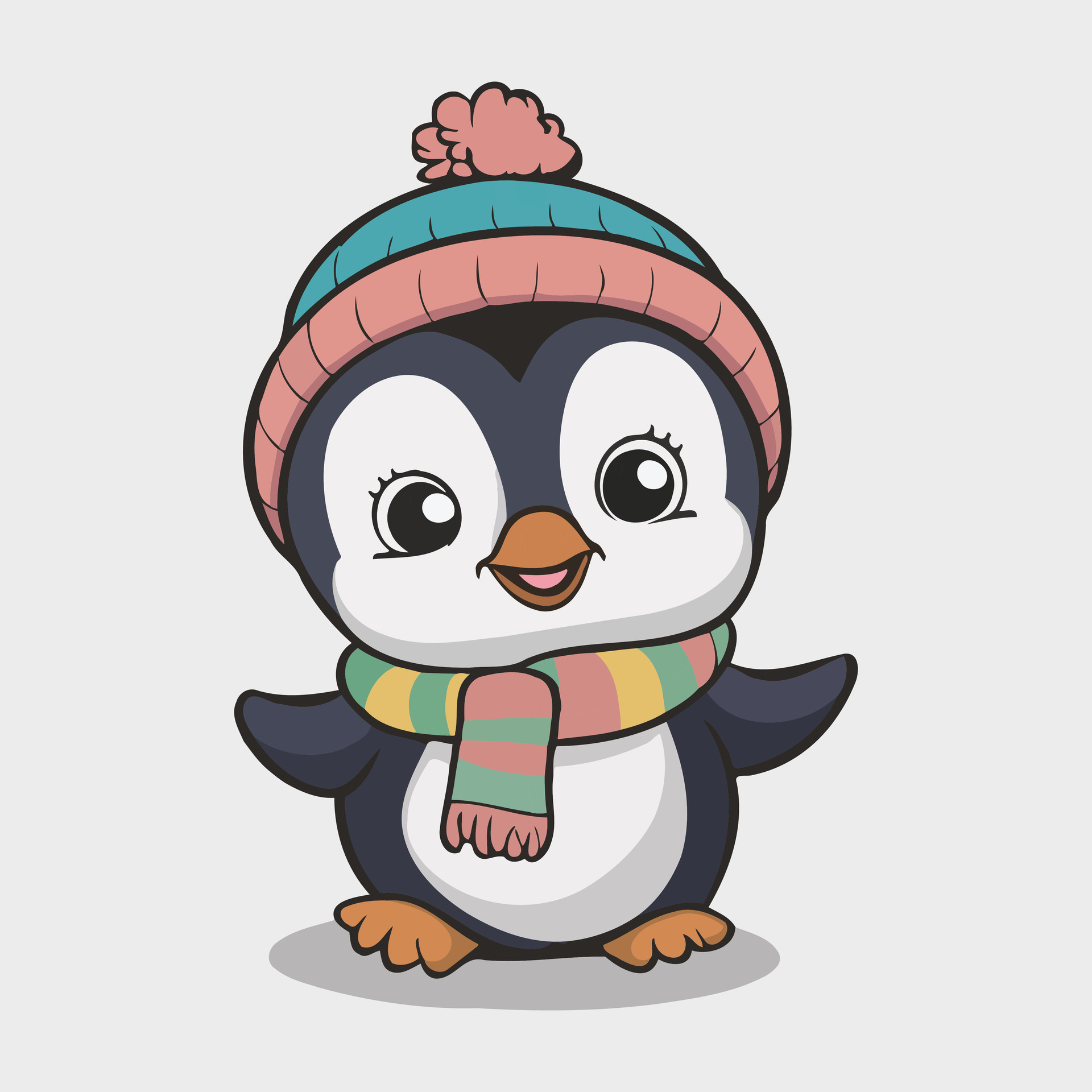 Cute penguin cartoon illustration cartoon concept 47087756 Vector Art ...