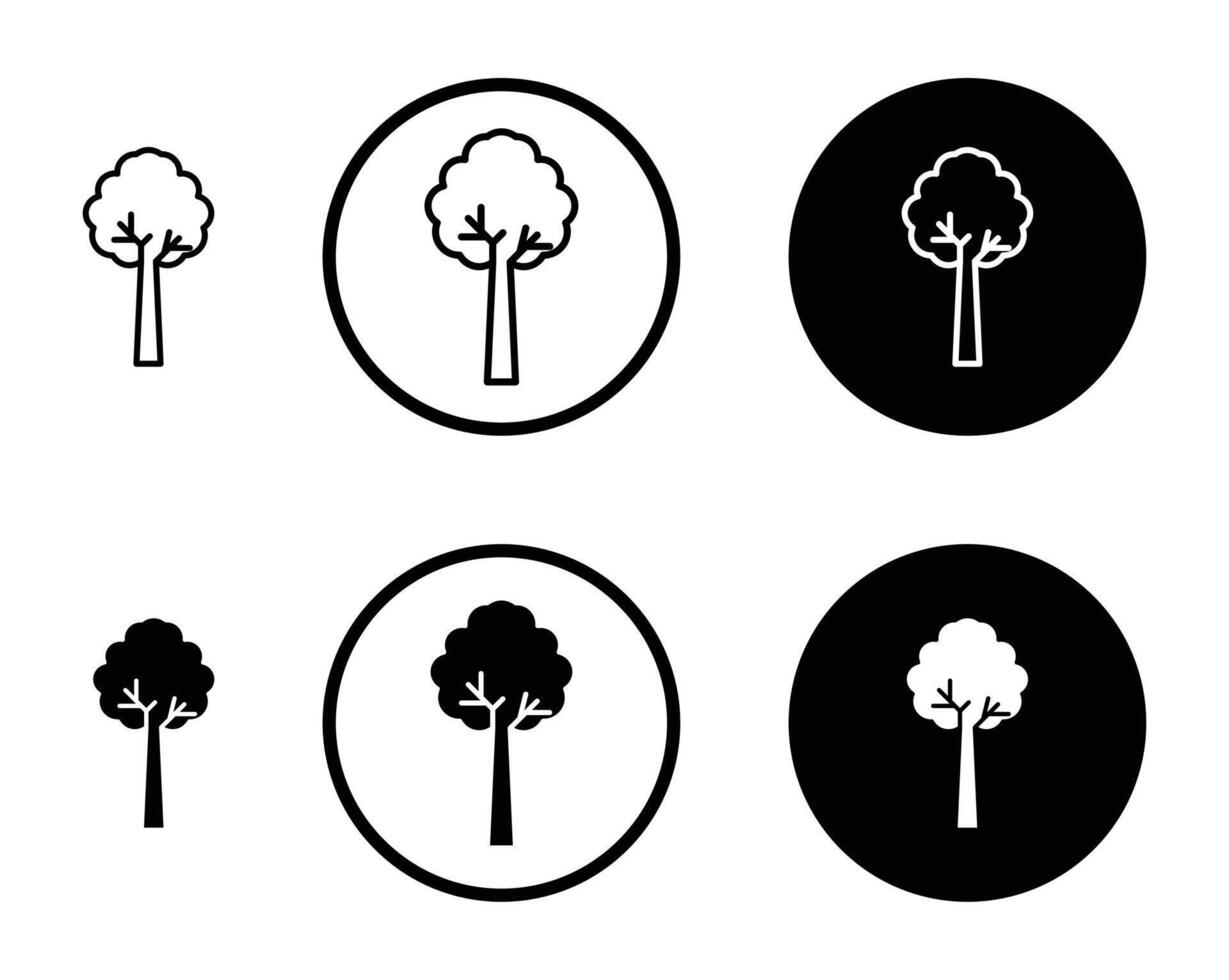 Tree icon set. forest simple tree symbol in black filled and outlined ...