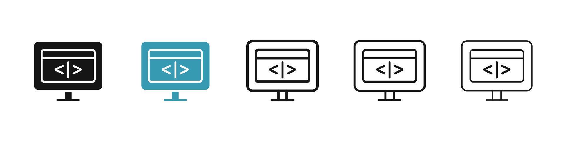 Display Code Icon Set Computer Software Program Script Symbol Web