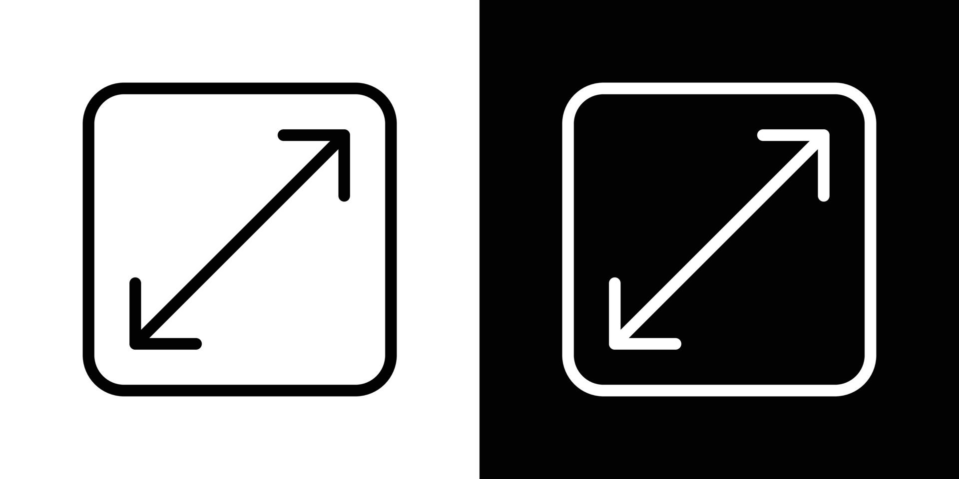 Expand icon set. fullscreen or maximize screen button symbol. extend ...