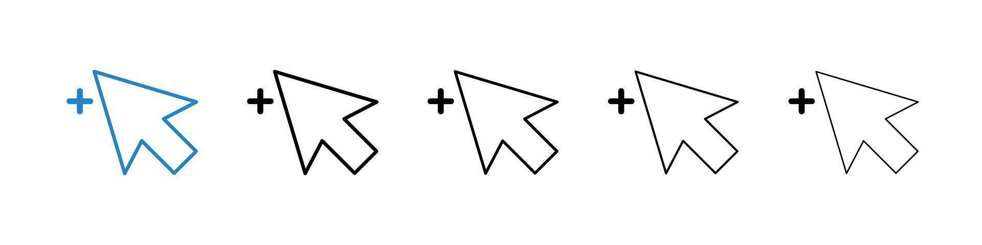 Cursor Plus Icon Set Computer Click Arrow Symbol In Black Filled And