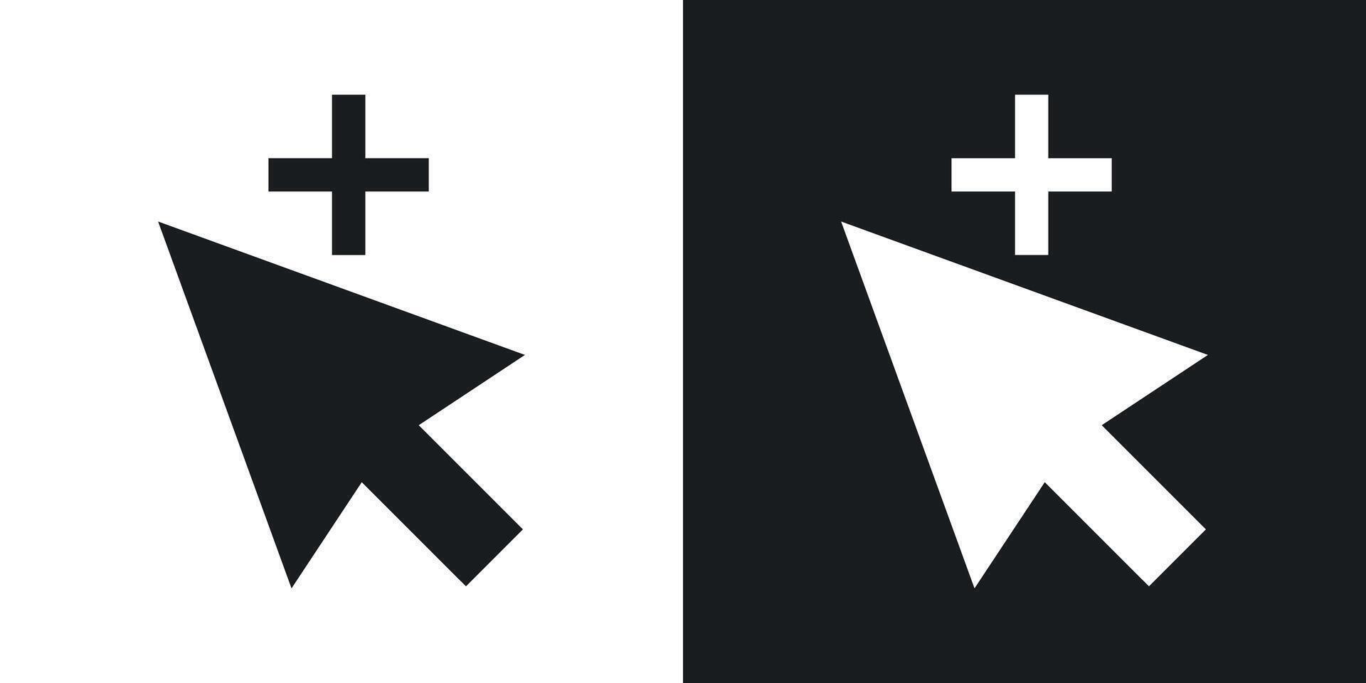 Cursor Plus Icon Set Computer Click Arrow Symbol In Black Filled And