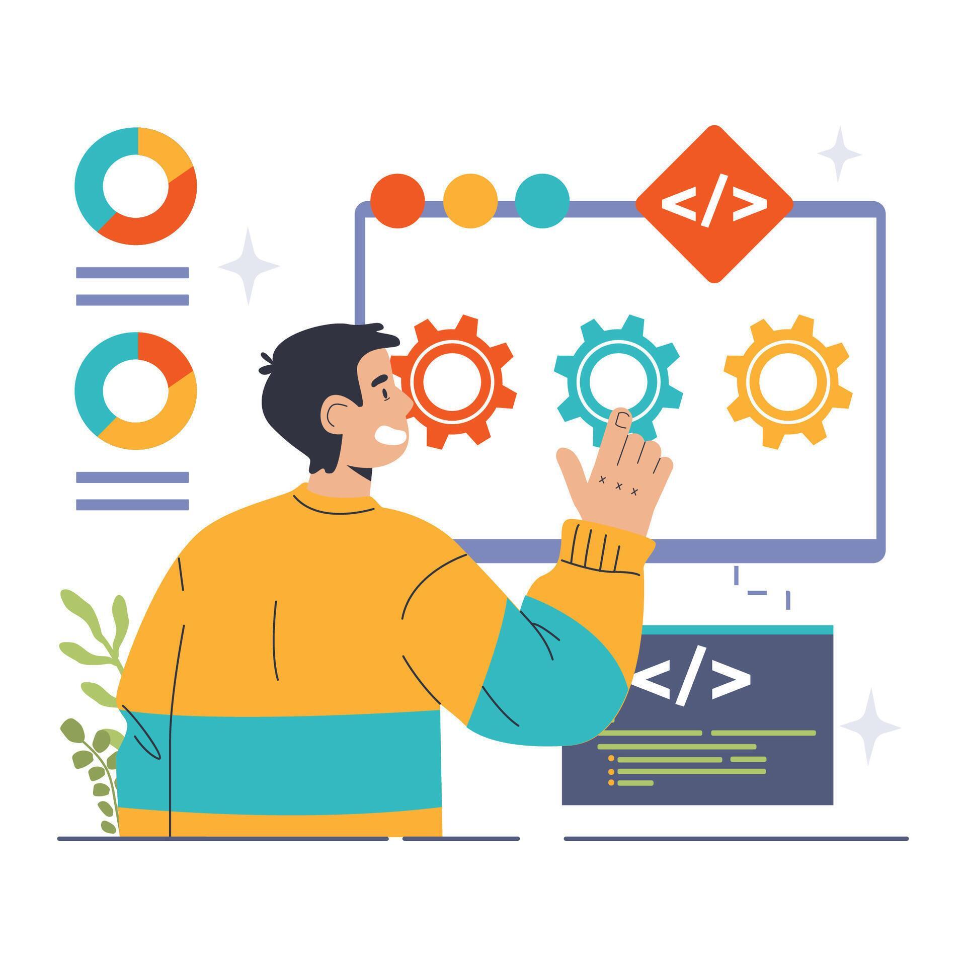 Software Development Coding Back End And Front End Engineering 47093499 Vector Art At Vecteezy