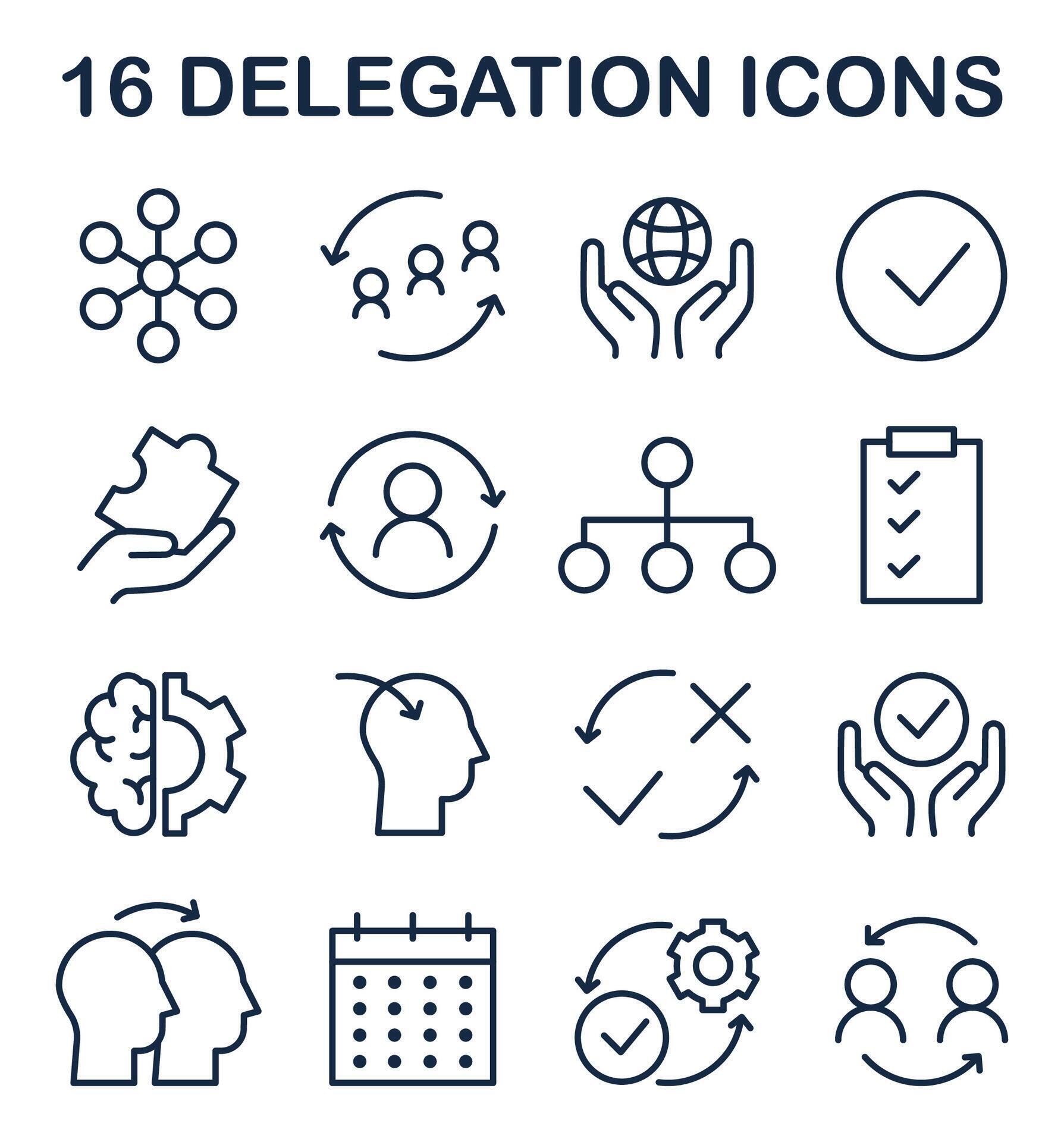 Delegation icon set. Task assignment and control. Leadership symbol 47093670 Vector Art at Vecteezy