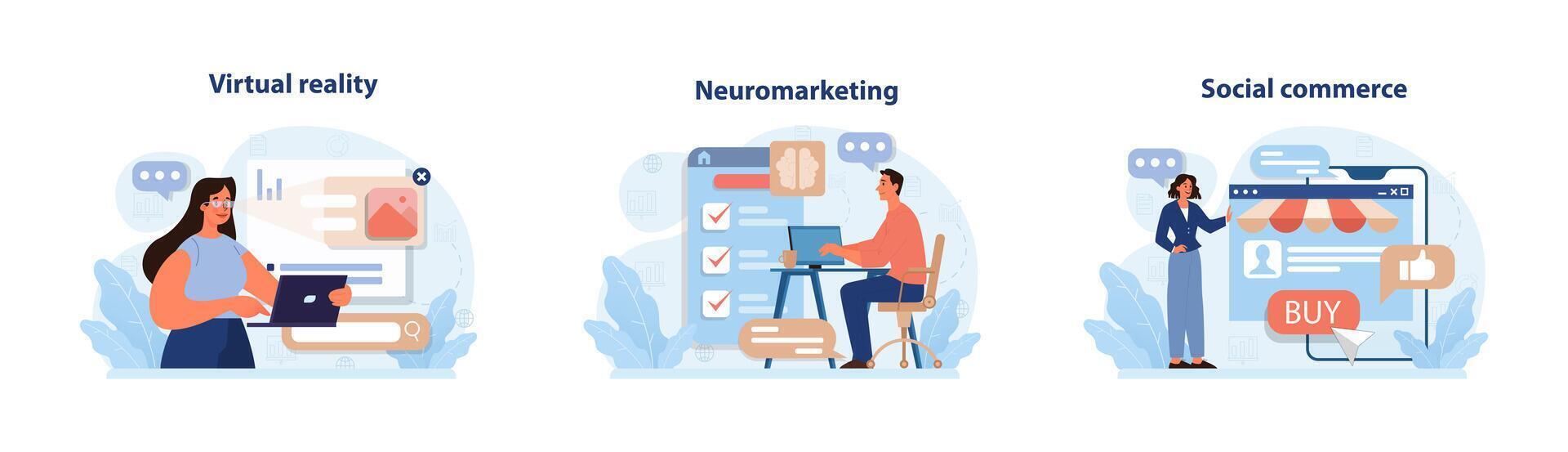 Digital marketing set. Marketing strategy development innovative ... Digital marketing set. Marketing strategy development innovative ...