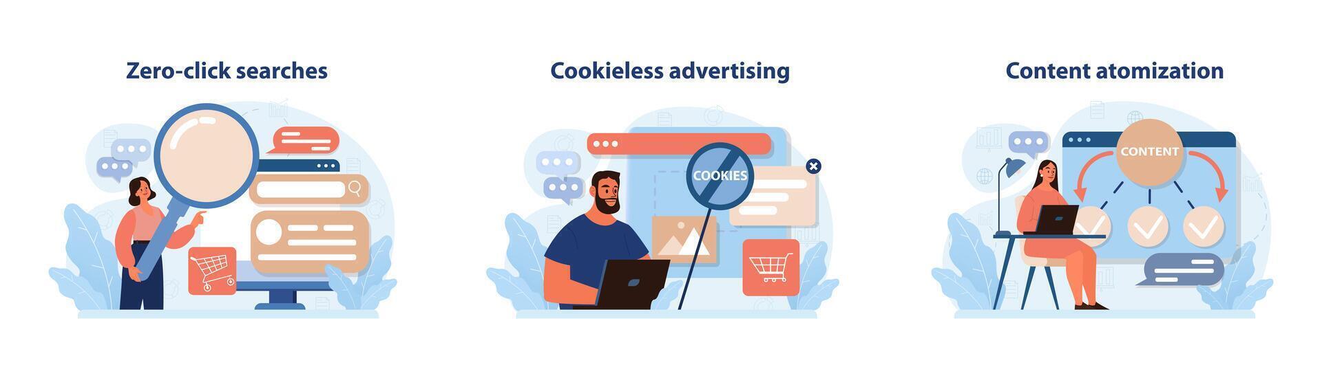 Digital marketing set. Marketing strategy development innovative ... Digital marketing set. Marketing strategy development innovative ...